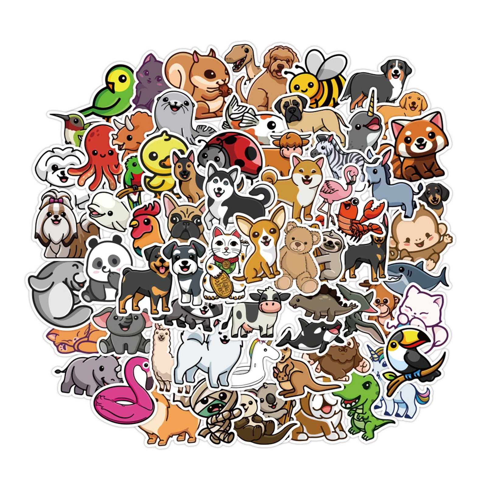 RUISINERY 100pieces Animal Stickers Waterproof PVC Stickers for Laptop ...