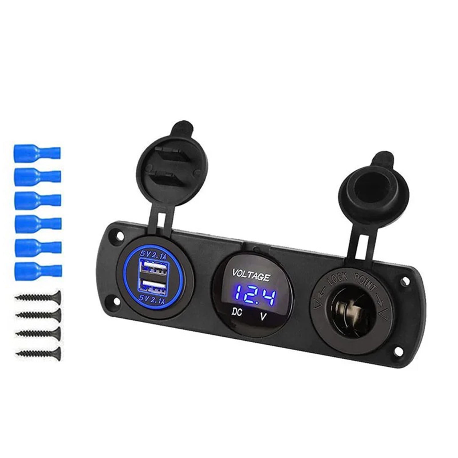 RUISINERY 12-24V Socket Splitter 3 in 1 Waterproof Double USB Charging ...