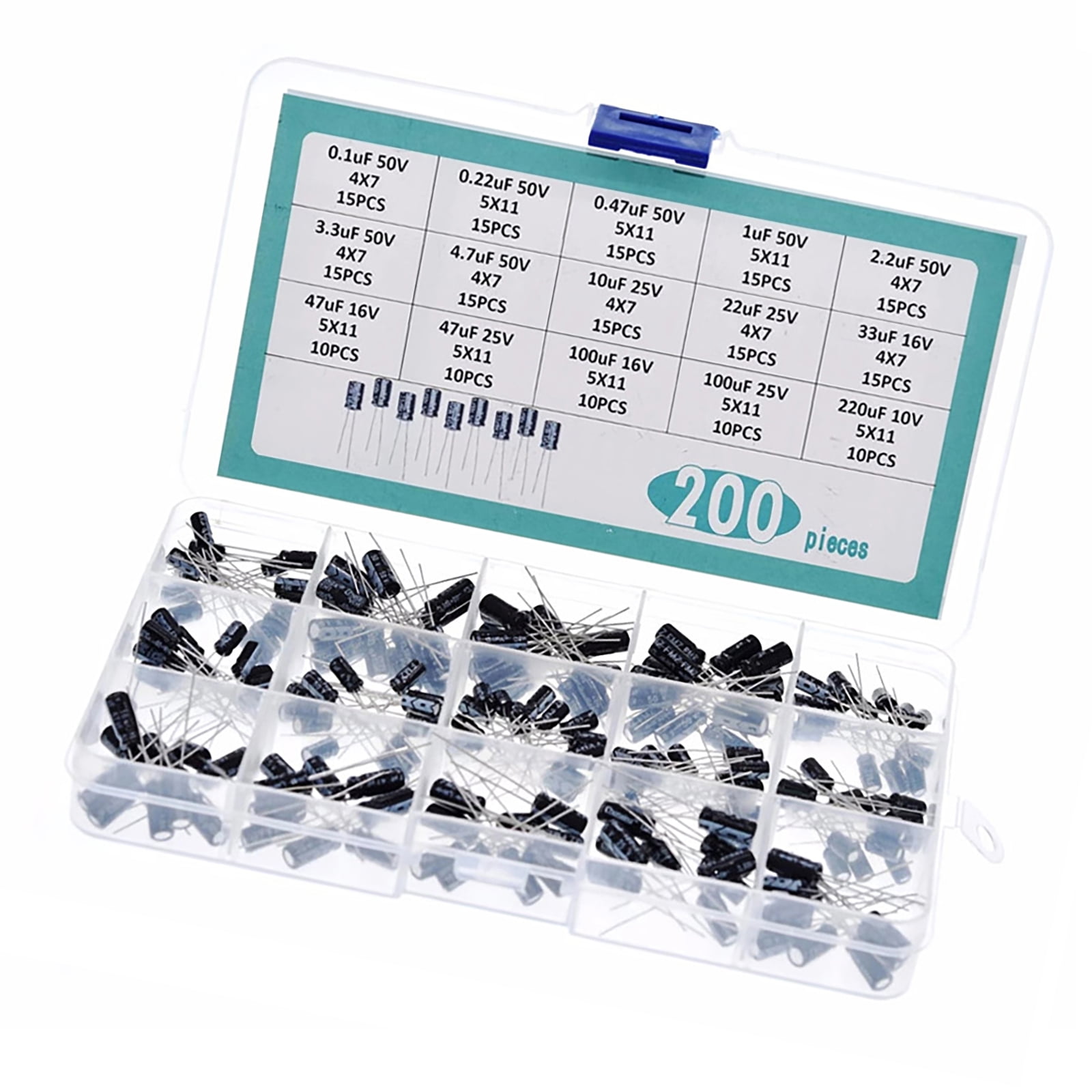 RUISINERY 200pieces Electrolytic Capacitor set Completes Electrolytic ...