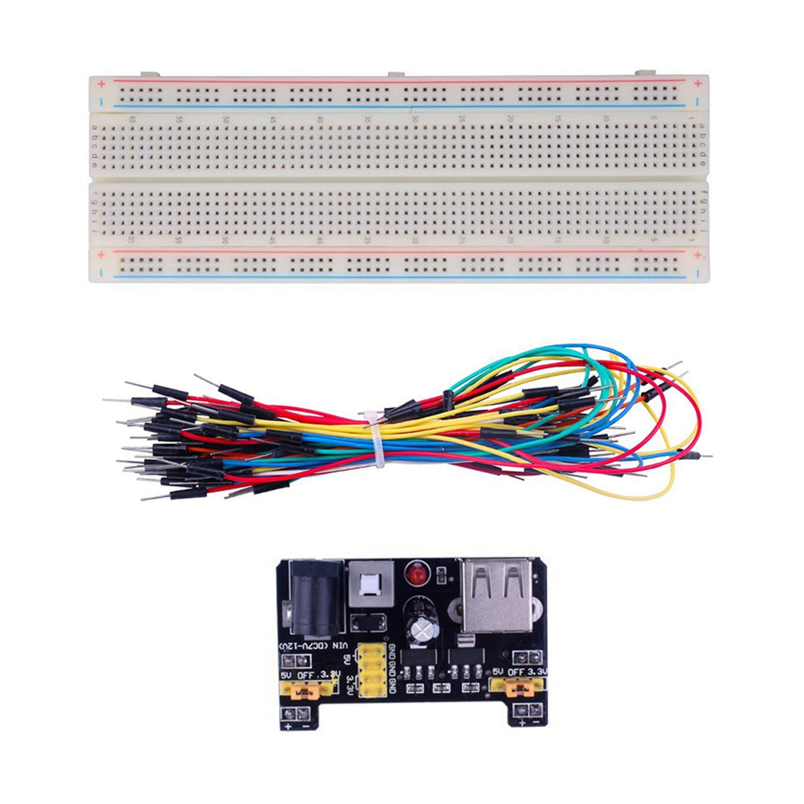 RUISINERY 3.3V/5V MB102 Breadboard Power Module MB102 830 Points Solderless Prototype Bread ...