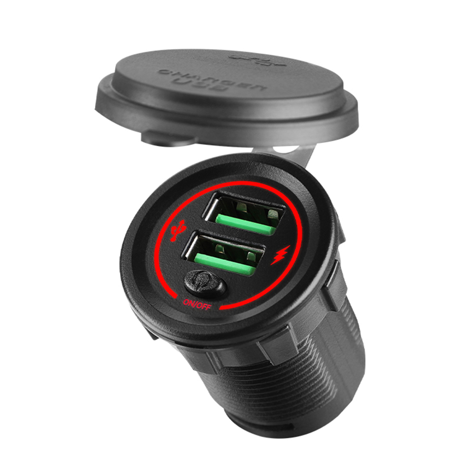 RUISINERY 36W USB Car Charging with Switches and LED Light for 12V 24V ...
