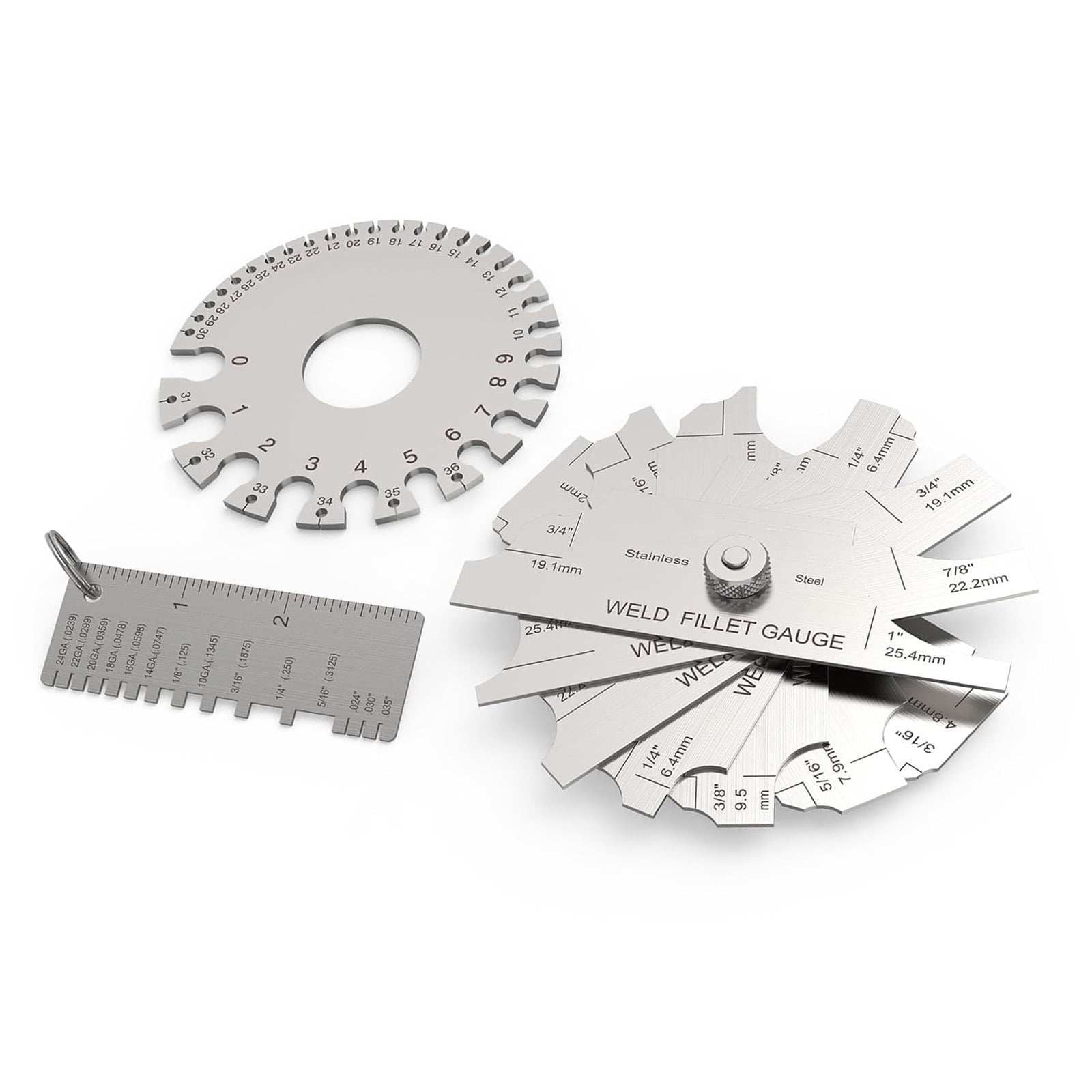 RUISINERY 3pieces Stainless Steel Metal Sheet Thickness Gauges Round ...