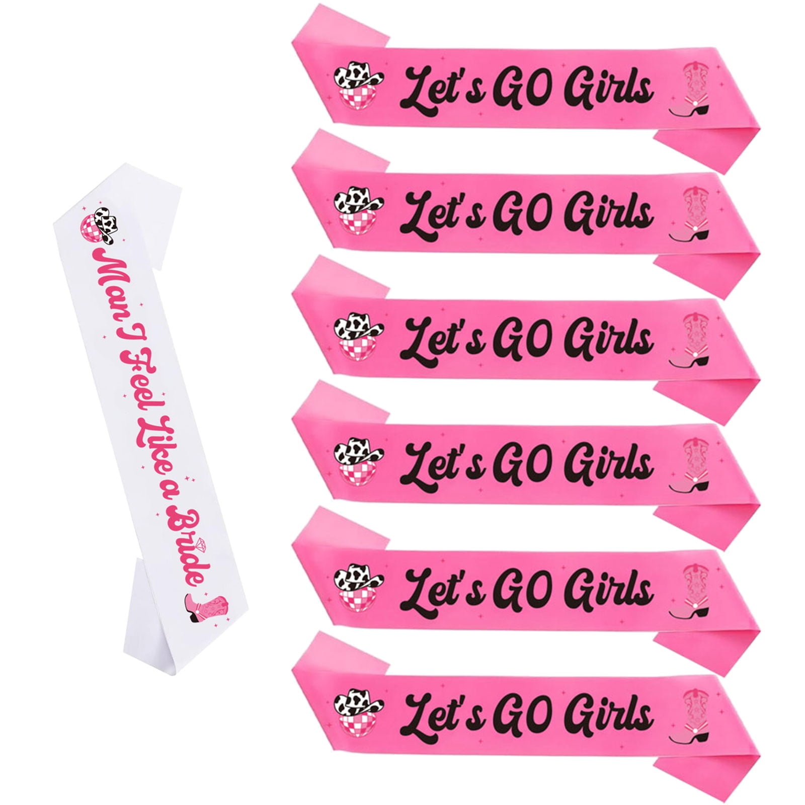 RUISINERY 7pieces Party Sashes Cowgirl Bachelorette Party Decor Shouder ...