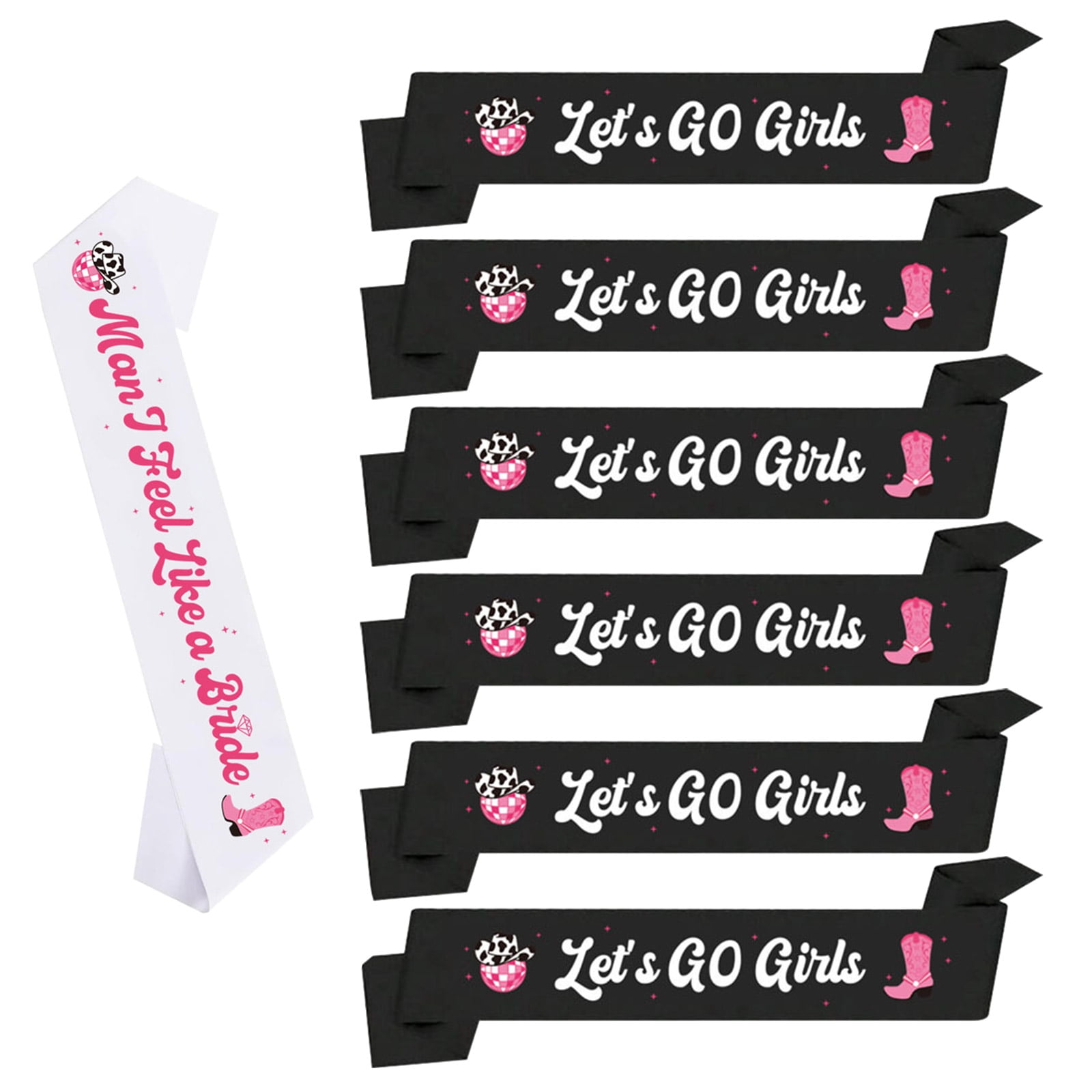 RUISINERY 7pieces Party Sashes Cowgirl Bachelorette Party Decor Shouder ...