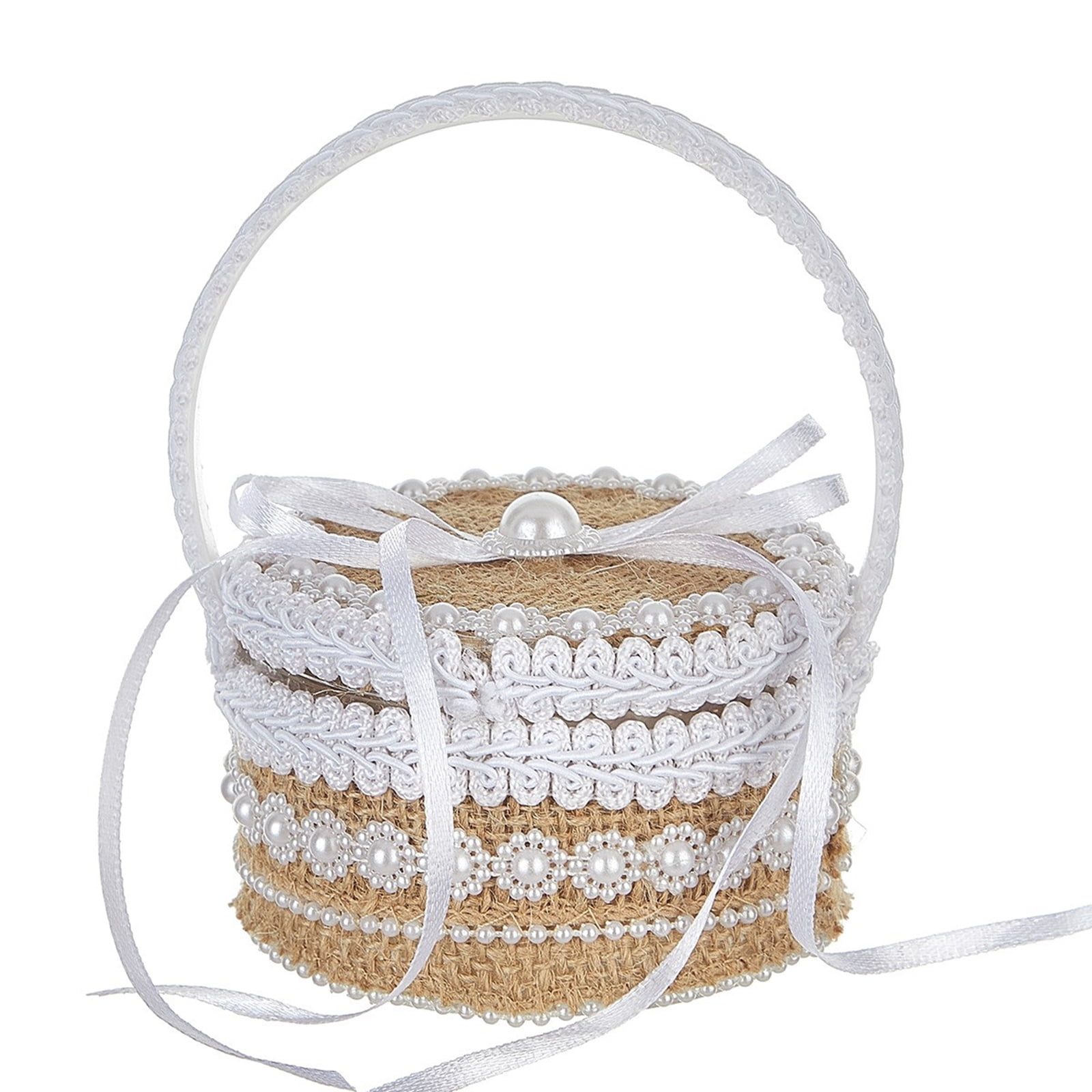 RUISINERY Beautiful White Wedding Baskets Sophisticated Flowers Girl ...