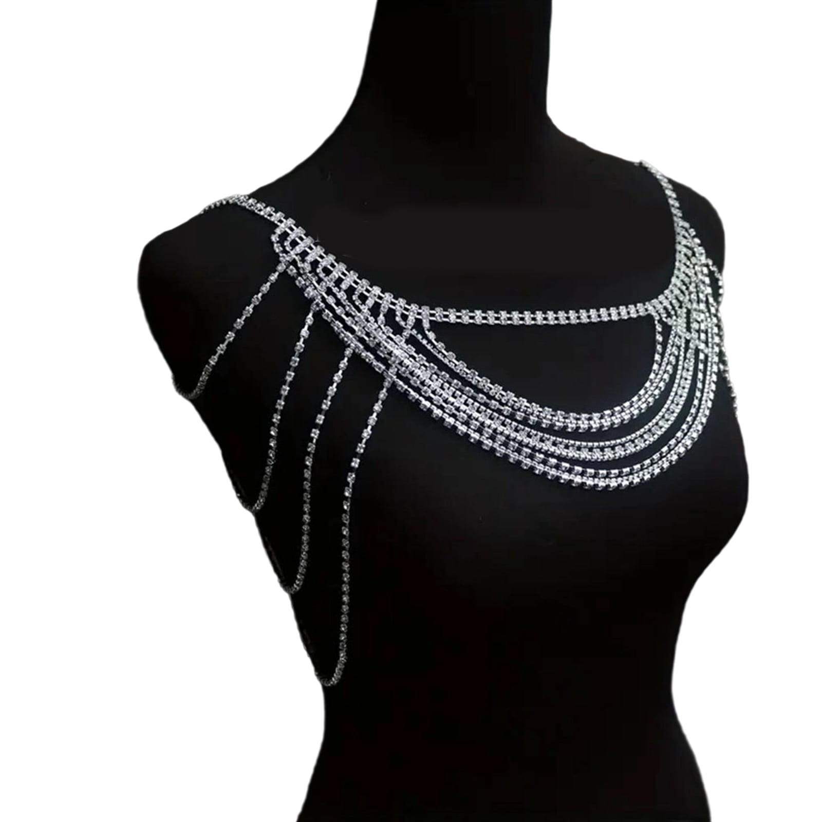 RUISINERY Bridal Rhinestones Crystal Fringe Shawl Shoulder Chain ...