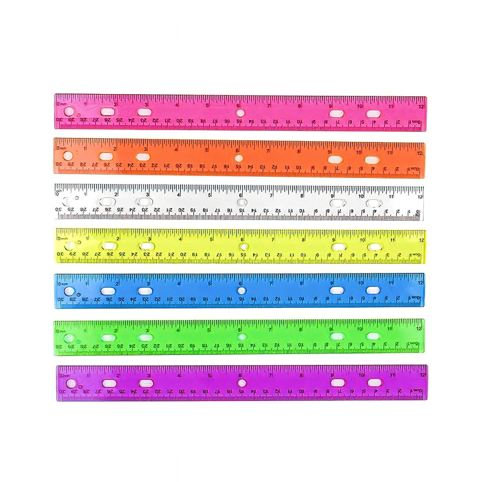 RUISINERY Clear Ruler with Hole 12Inch Straight Ruler Inches and ...