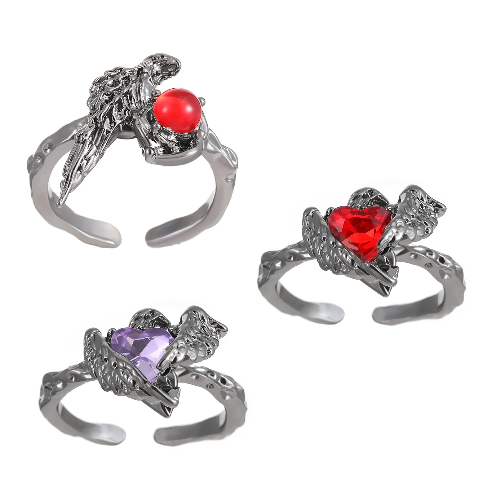 RUISINERY Creative Crow Rings Adornment With Thorns Design Featuring ...