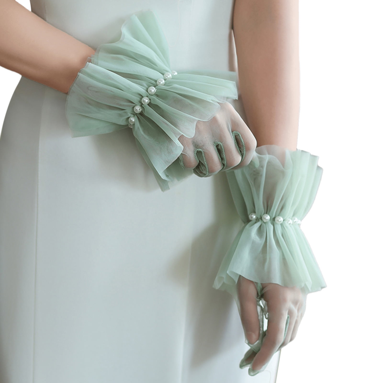 RUISINERY Dancing Party Gloves Seethrough Sheer Gloves Ceremonial Cuffs ...