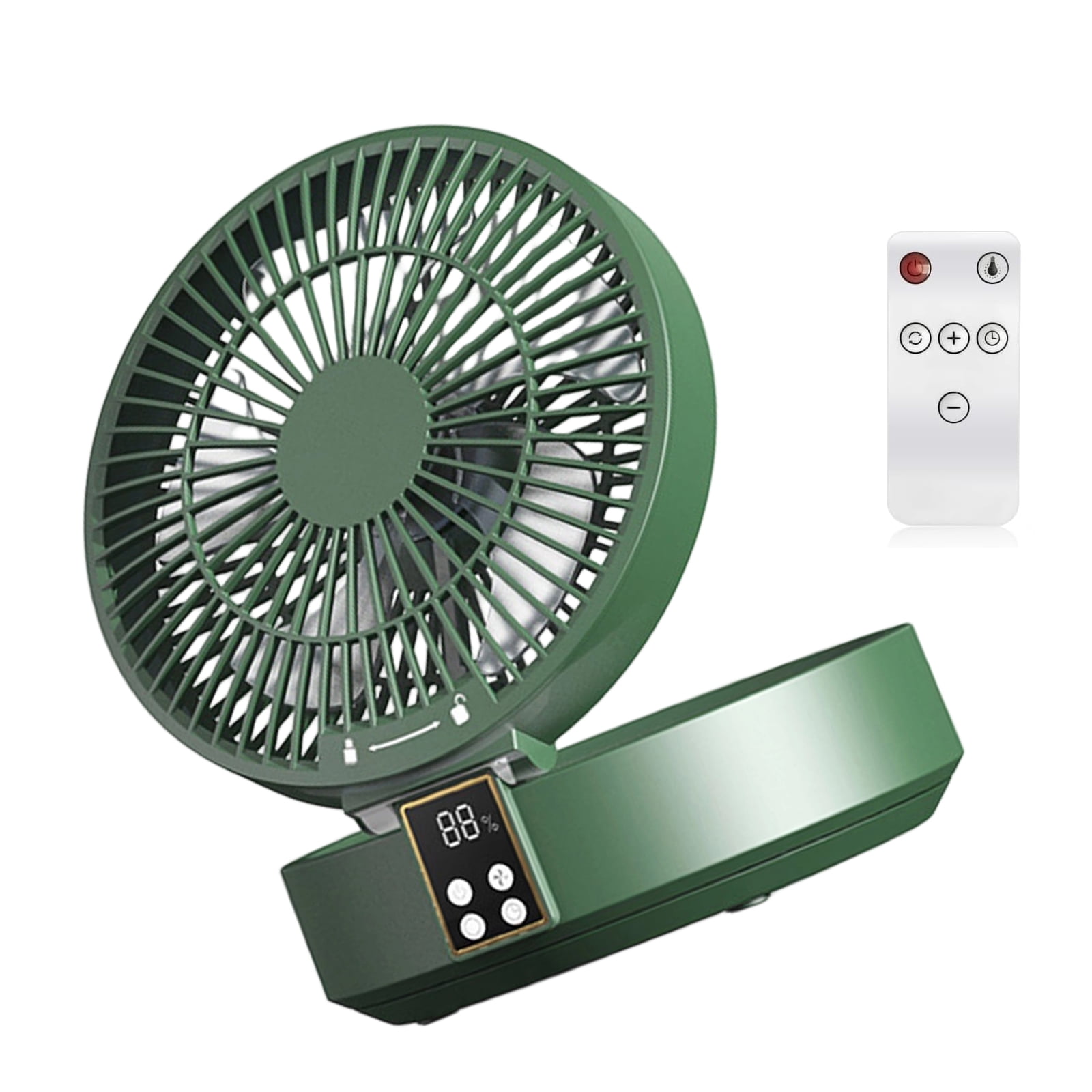 RUISINERY Desktop Fan with Remote Portable Rechargeable LED Light Air ...