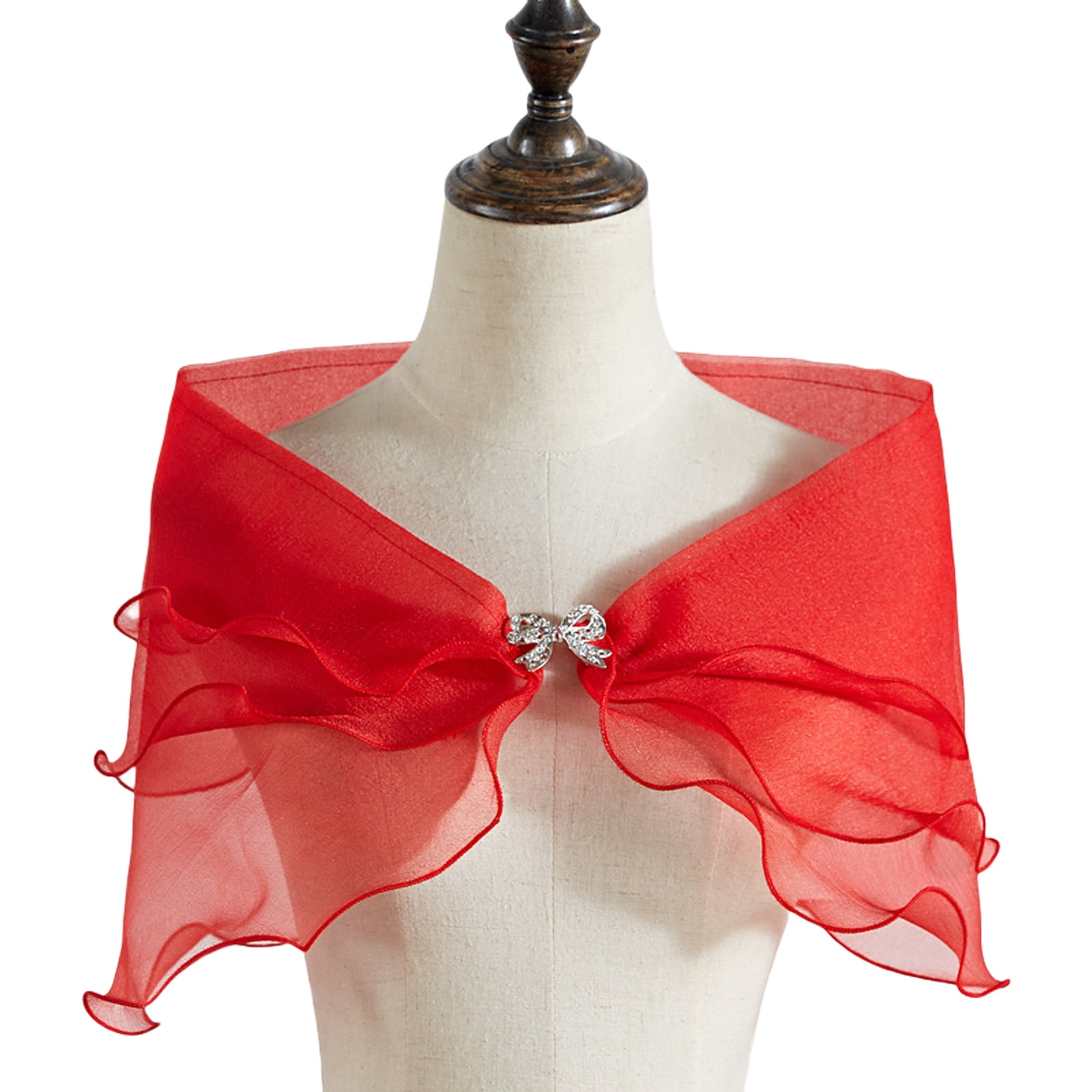 RUISINERY Elegant Bridal Sheer Shawl 3-Layer Shoulder Wrap Lightweight ...