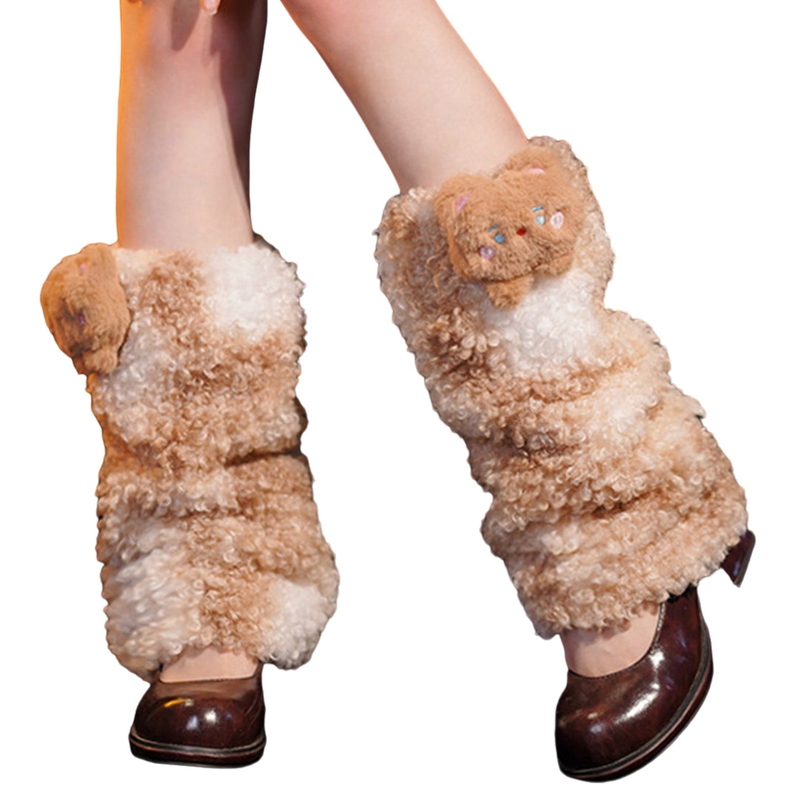 RUISINERY Furs Leg Warmer Winter Furry Long Boot Cuffs Fuzzy Party ...