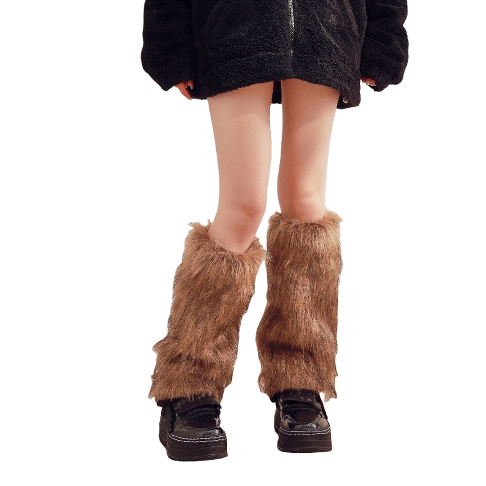 RUISINERY Fuzzy Faux Furs Leg Warmers Furs Heel Long Boot Cuffs Covers ...