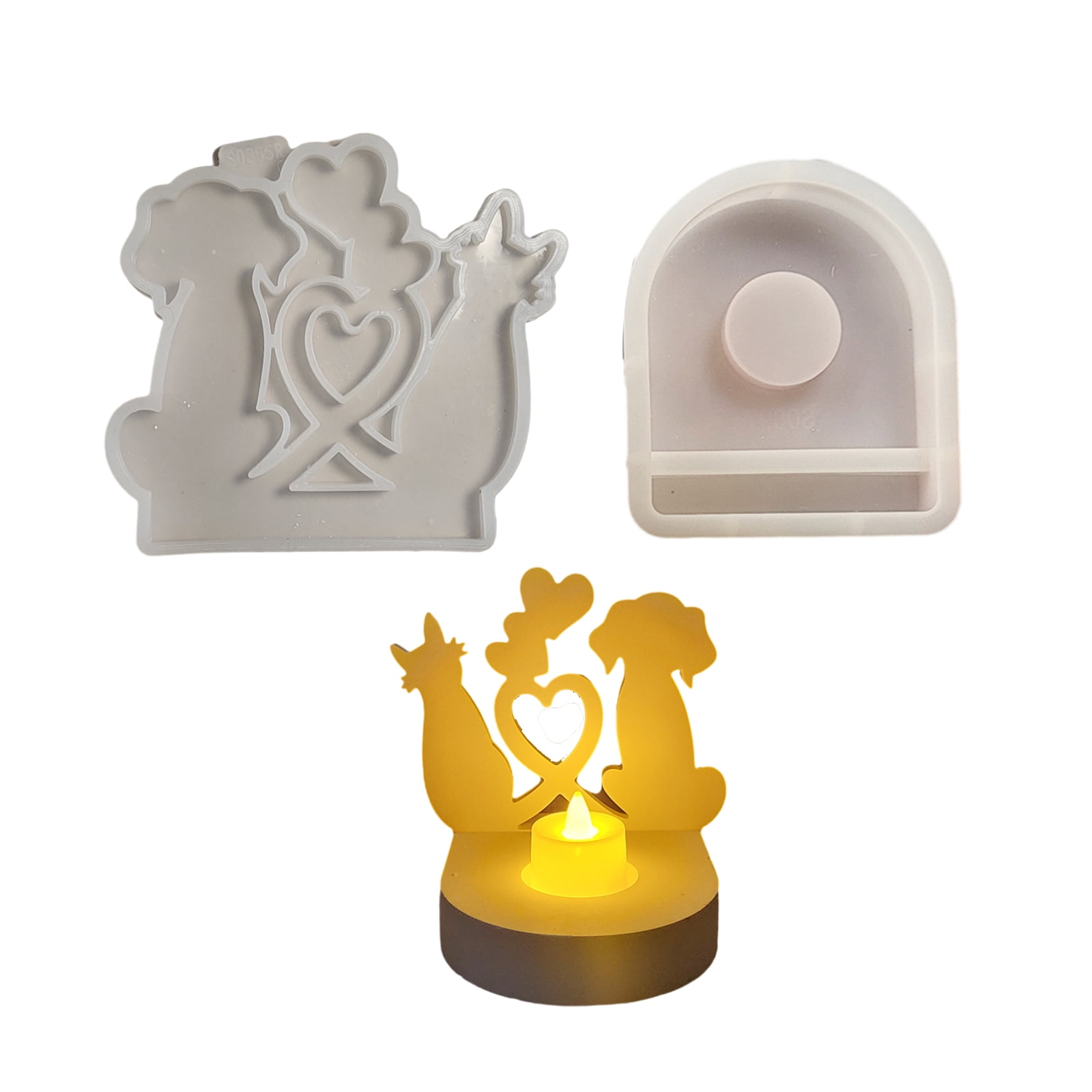 RUISINERY Kitten Puppy Animal Shape Silicone Candlestick Molds for ...