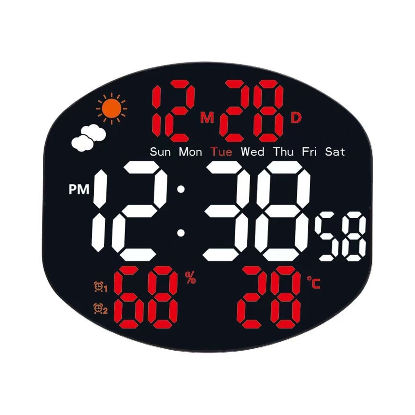 RUISINERY LED Digital Wall Clock Large Display USB Power Alarm Clock ...