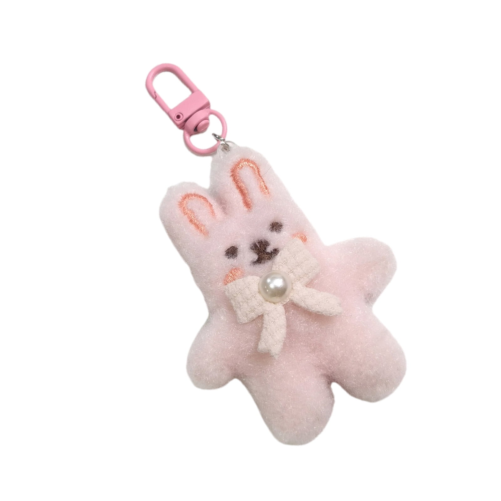 RUISINERY Lovely Plush Rabbits Keychain With Pearls Tie For Girls And ...
