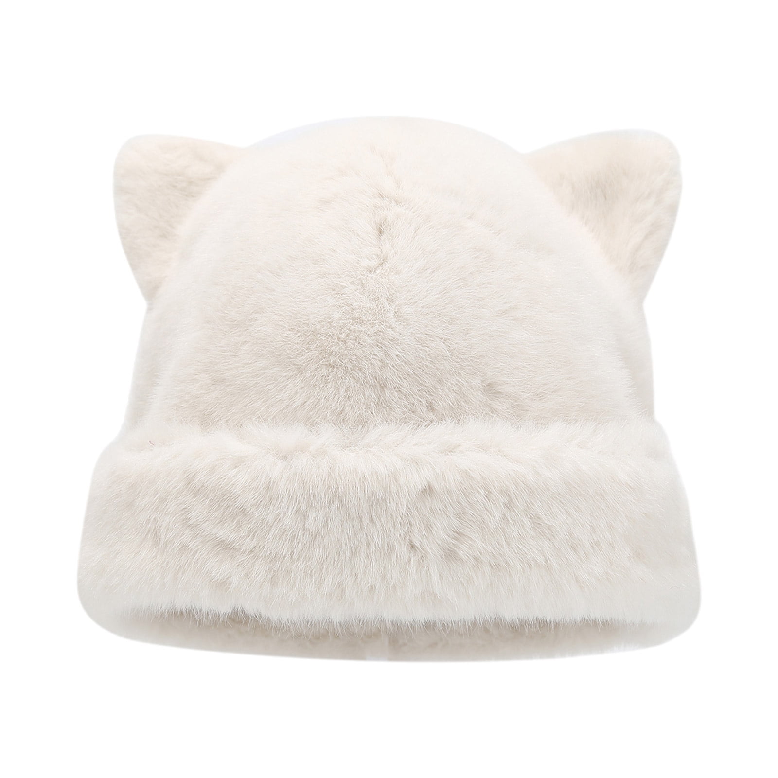 RUISINERY Oversized Kitten Hat with Ear Solid Color Skiing Hat Furry ...