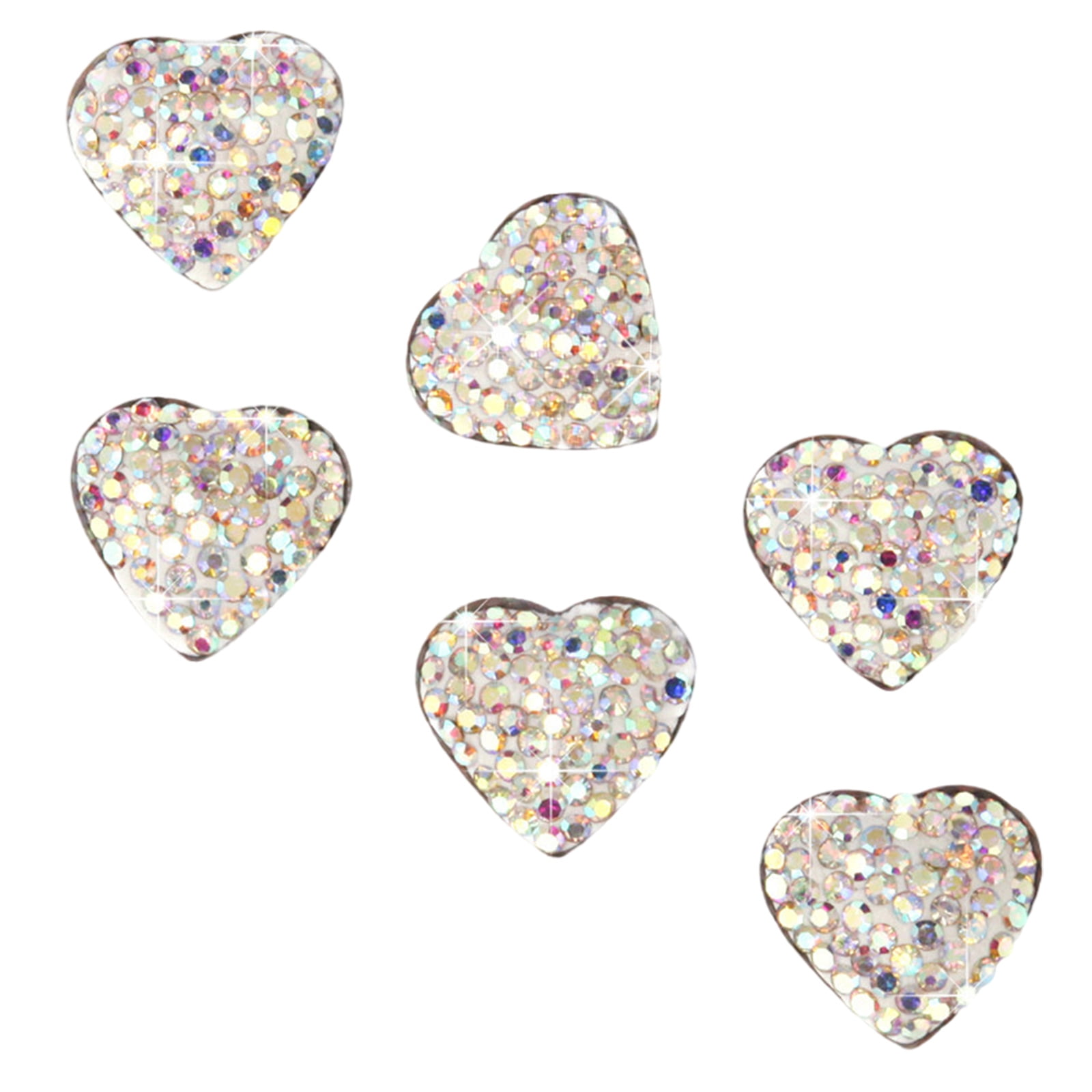 RUISINERY Pack Of 6 Crystal Heart Car Stickers Adhesive Interior Decors ...