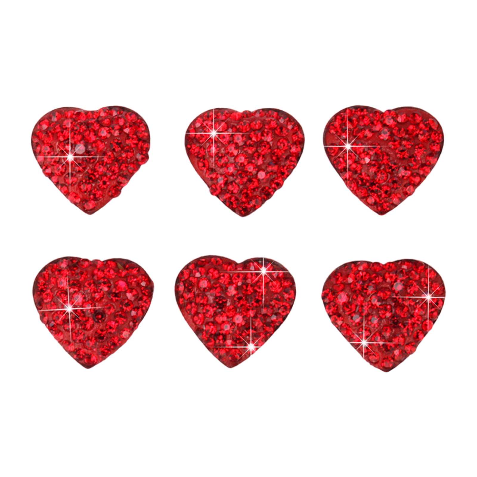 RUISINERY Pack Of 6 Crystal Heart Car Stickers Adhesive Interior Decors ...