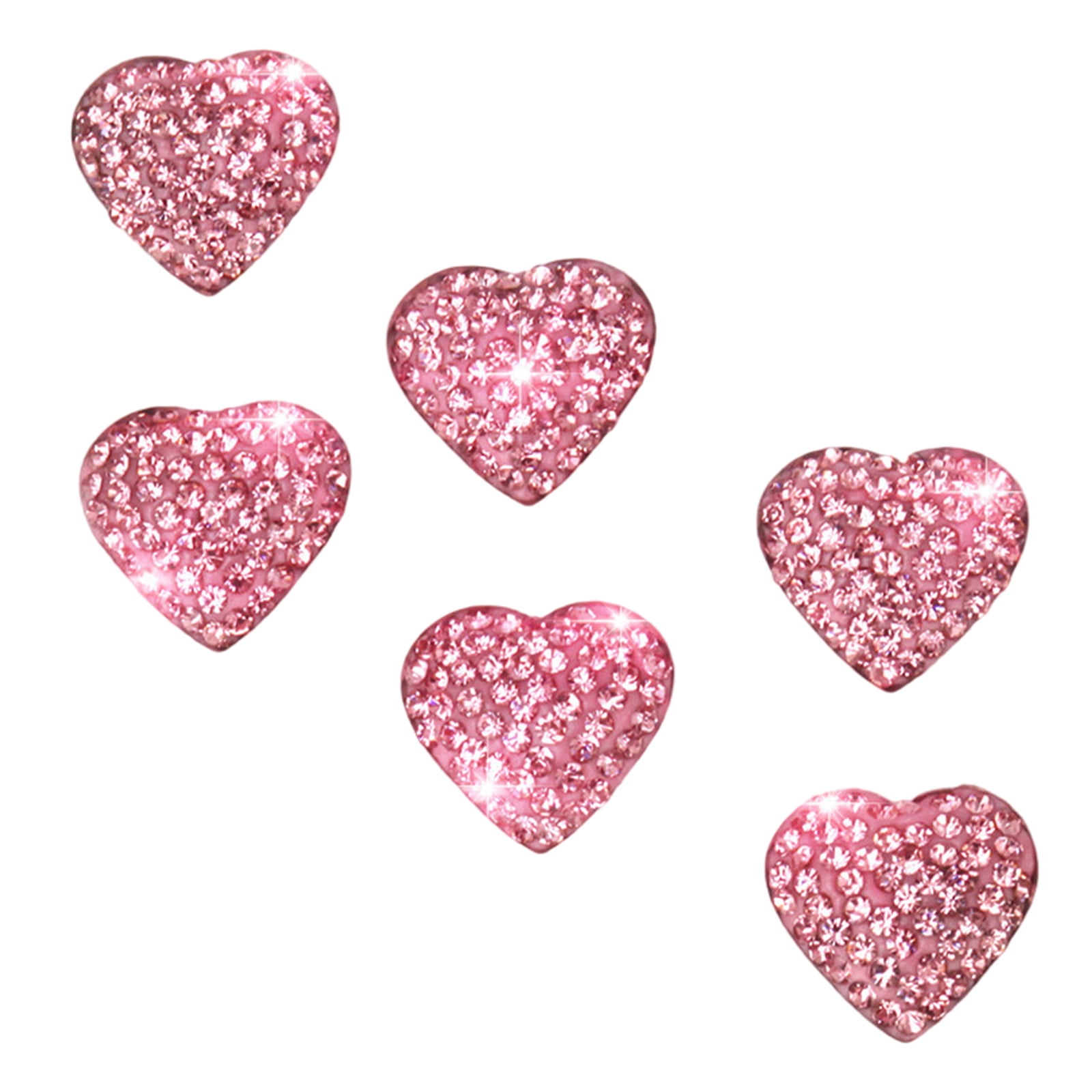 RUISINERY Pack Of 6 Crystal Heart Car Stickers Adhesive Interior Decors ...