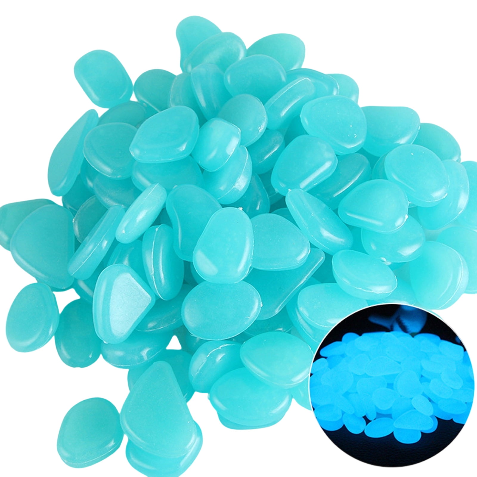 RUISINERY Pack of 100 Glowing Glowing Stones for Aquarium Garden Decors ...