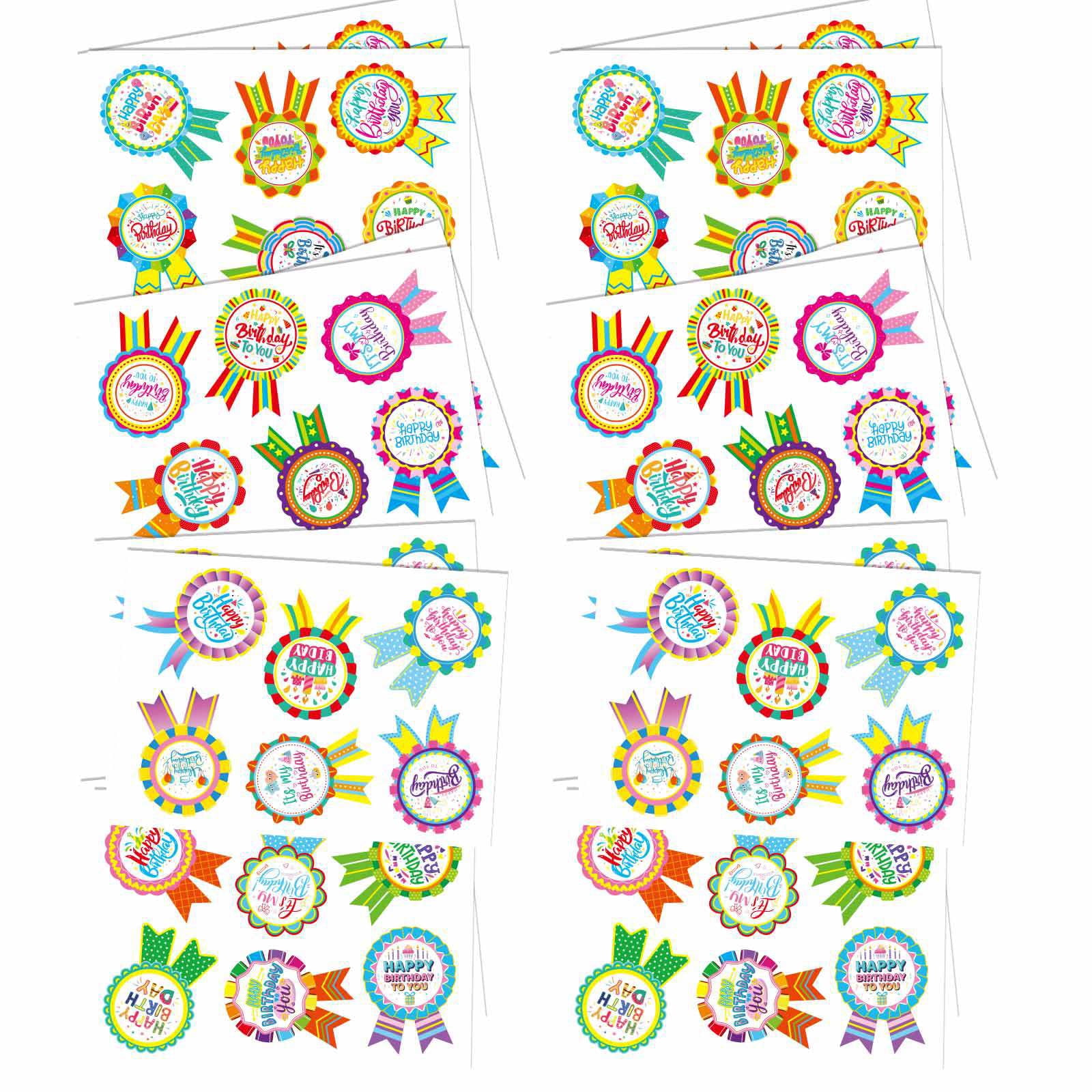RUISINERY Pack of 16 Happy Birthday Stickers for Kids Party Cards ...