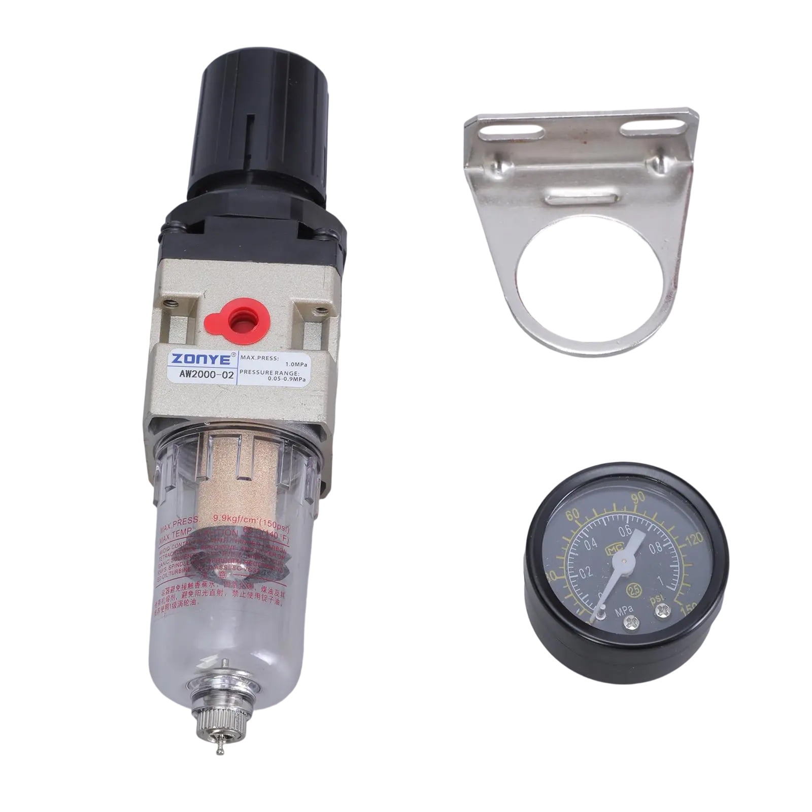 RUISINERY Pneumatic 1/4 BSPT Air Filter Pressure Regulator Combo High ...