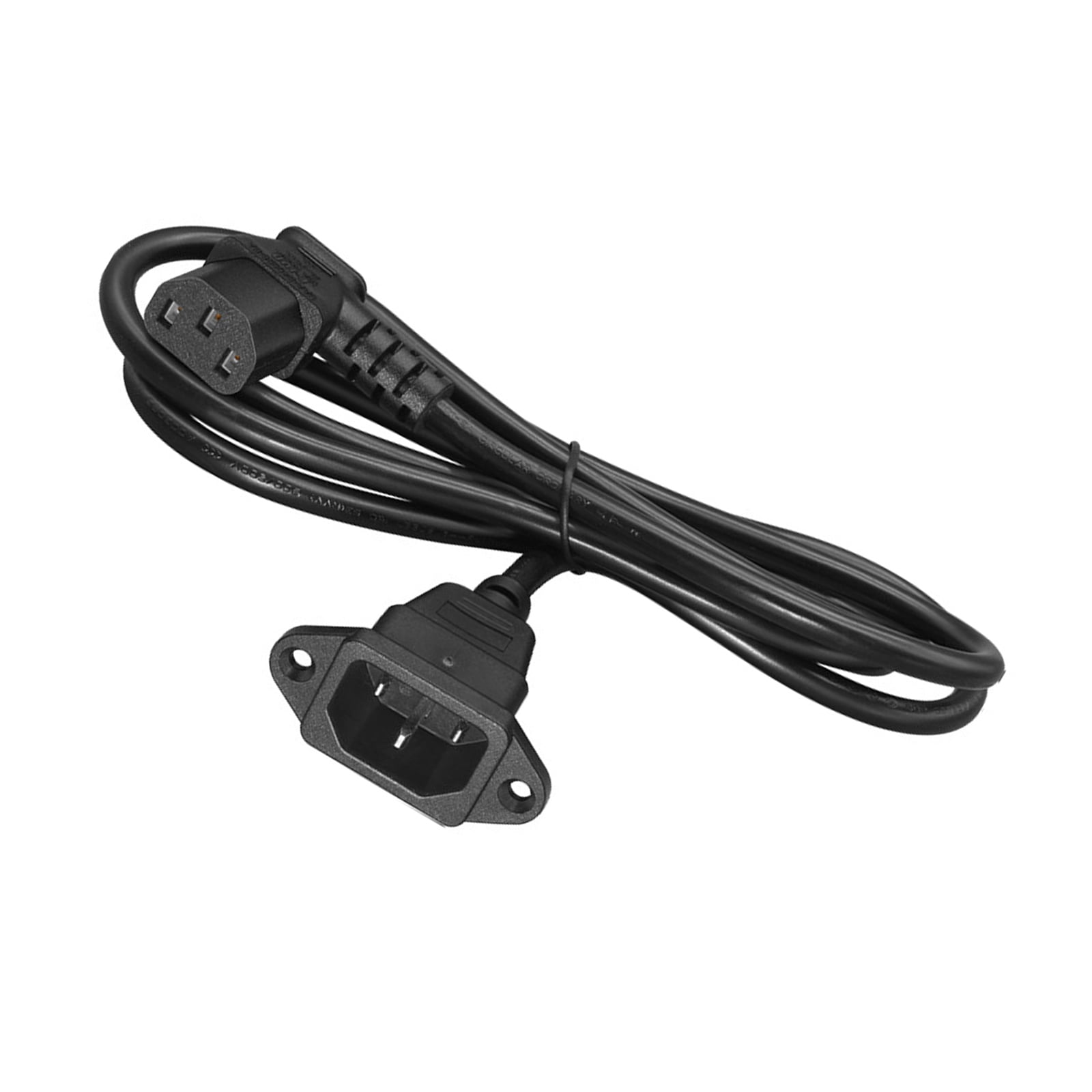 RUISINERY Practical Panel Mount C14 To C13 Left Angled Power Cord 0.6M ...