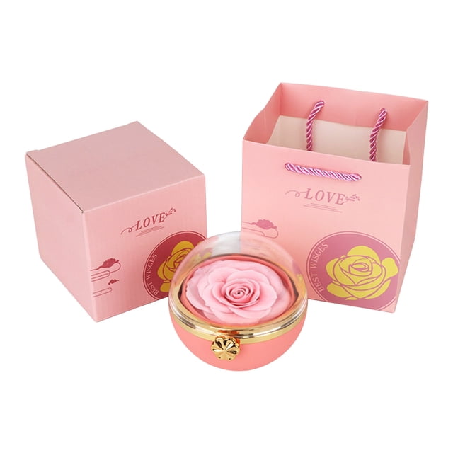 RUISINERY Romance Rotating Rose Jewelry Box With Eternals Flower ...