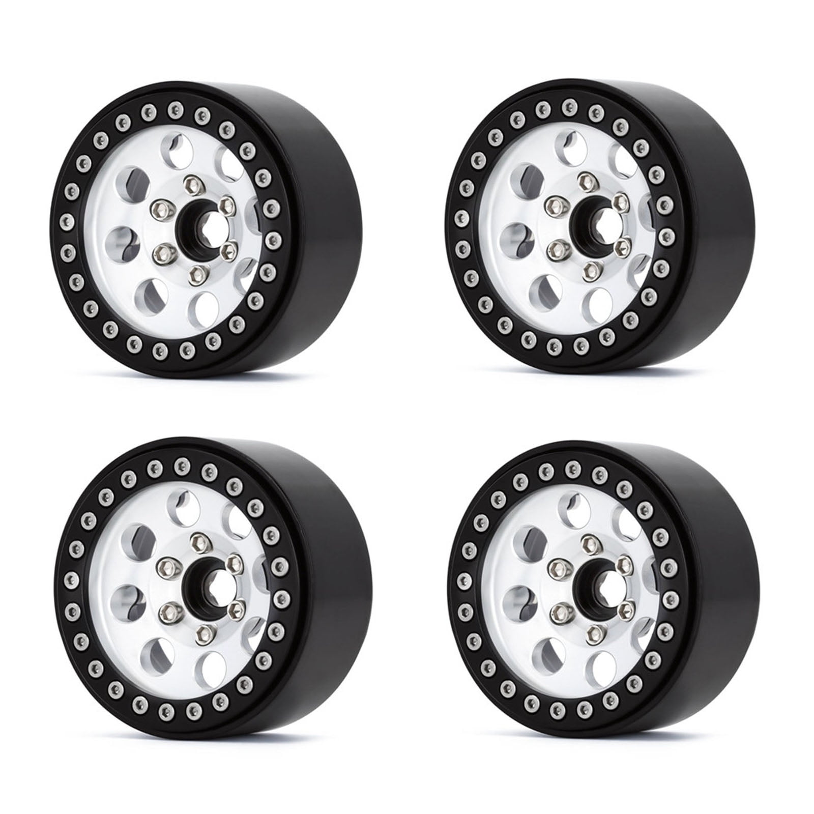 RUISINERY Set of 4 Remote Control Wheel Rims Metal Wheel Rims Tool for 1/10 Model Supplies for ...