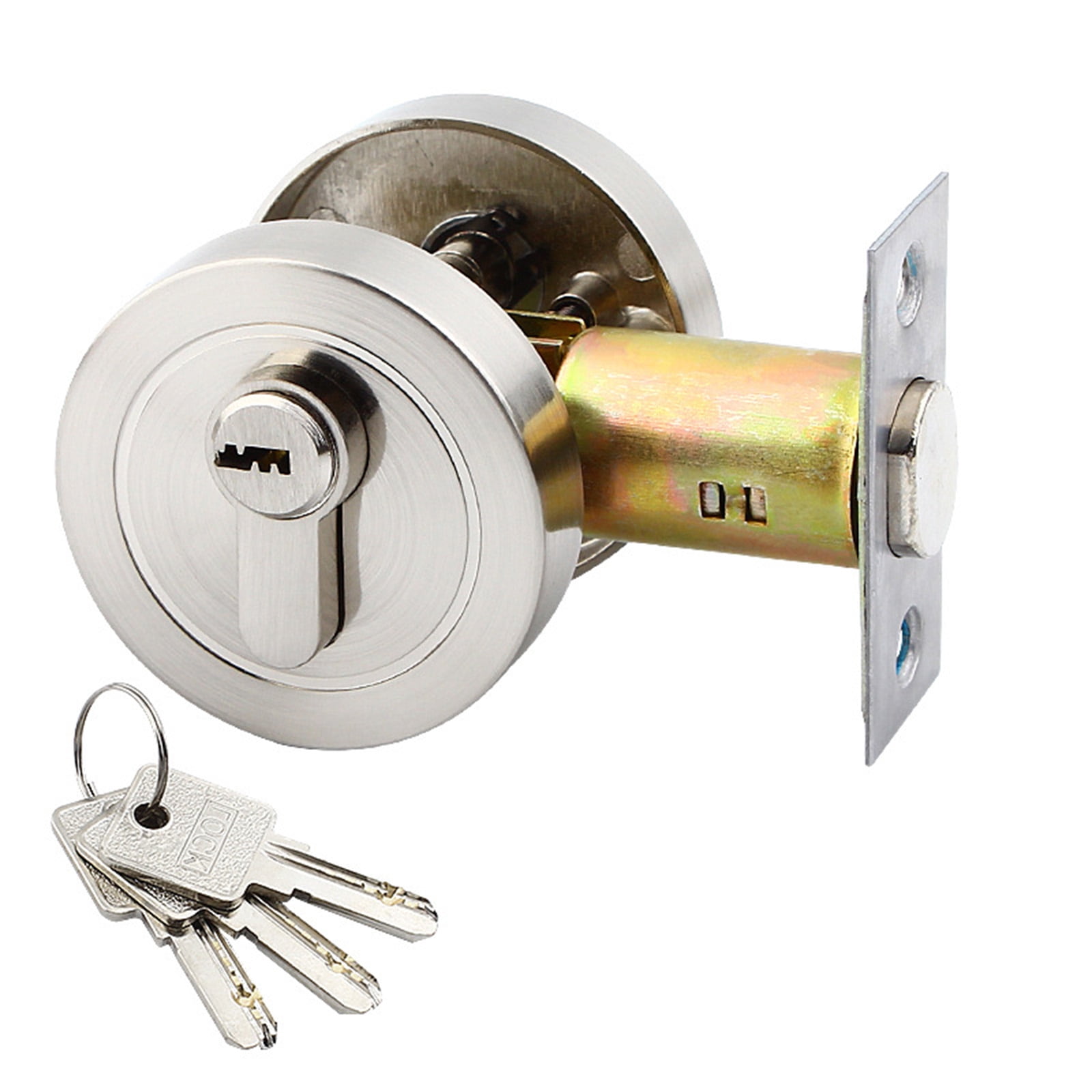 RUISINERY Single Cylinder Deadbolts Round Door Lock Key Entry Sturdy ...