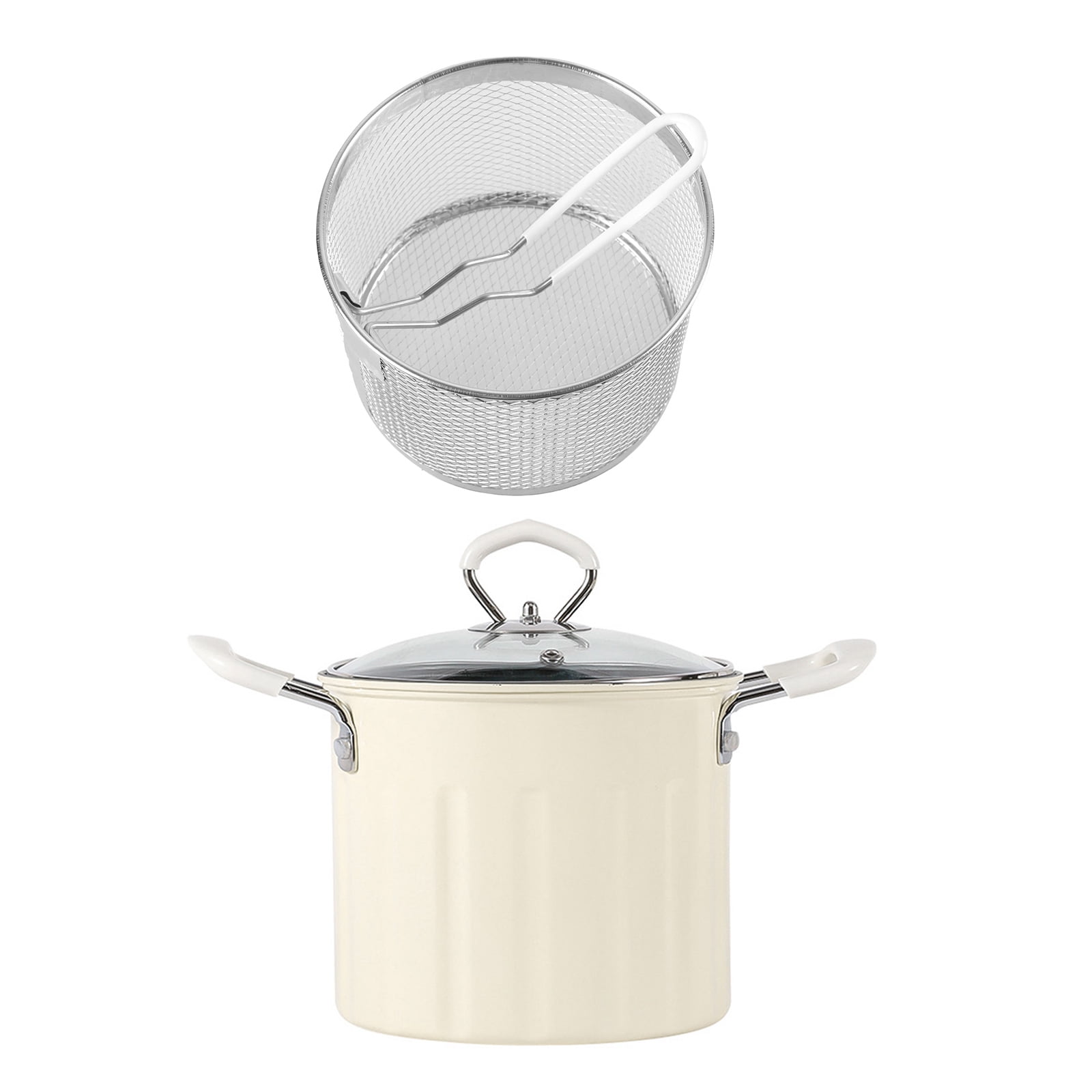 RUISINERY Small Frying Pots with Basket and Oil Strainer Nonstick ...