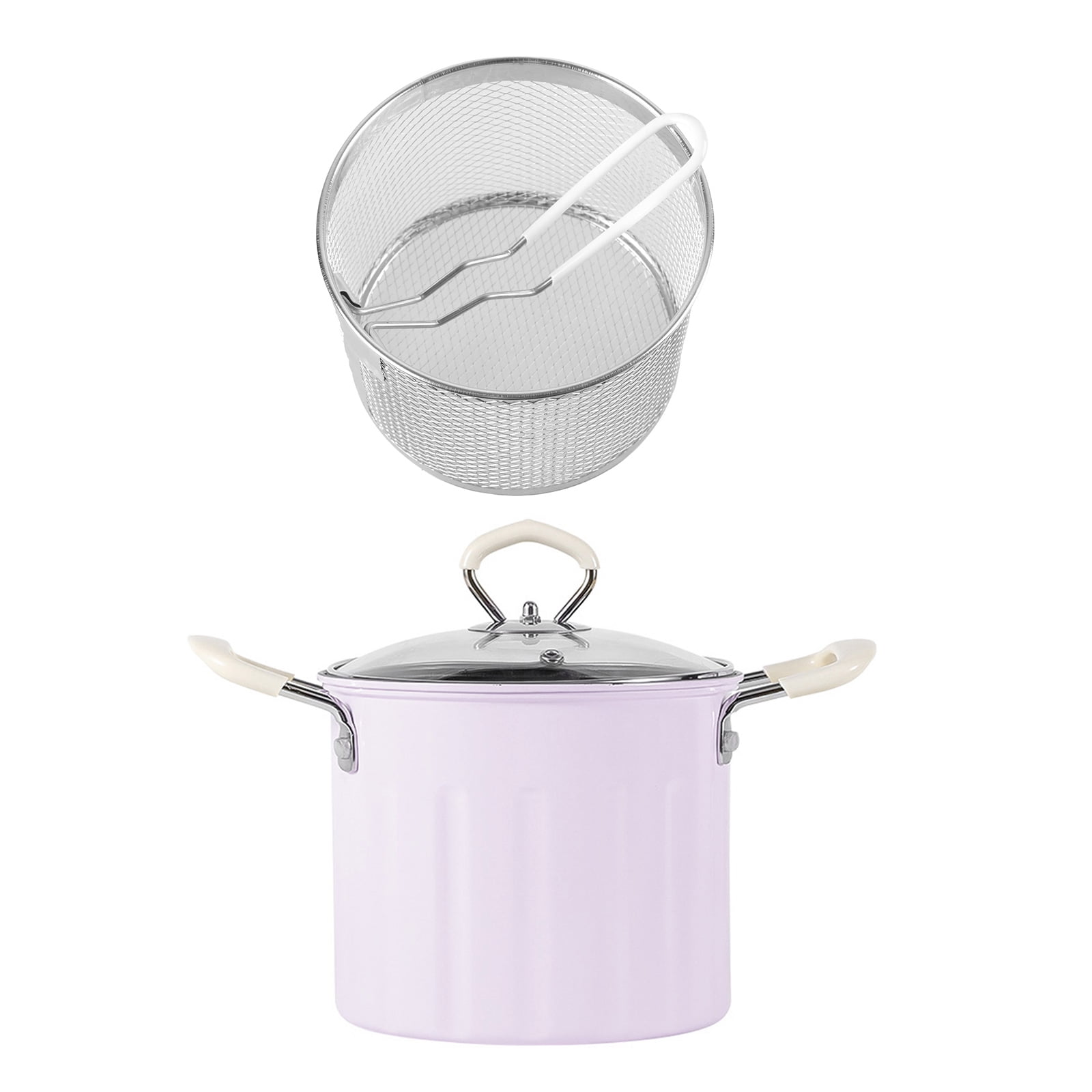 RUISINERY Small Frying Pots with Basket and Oil Strainer Nonstick ...
