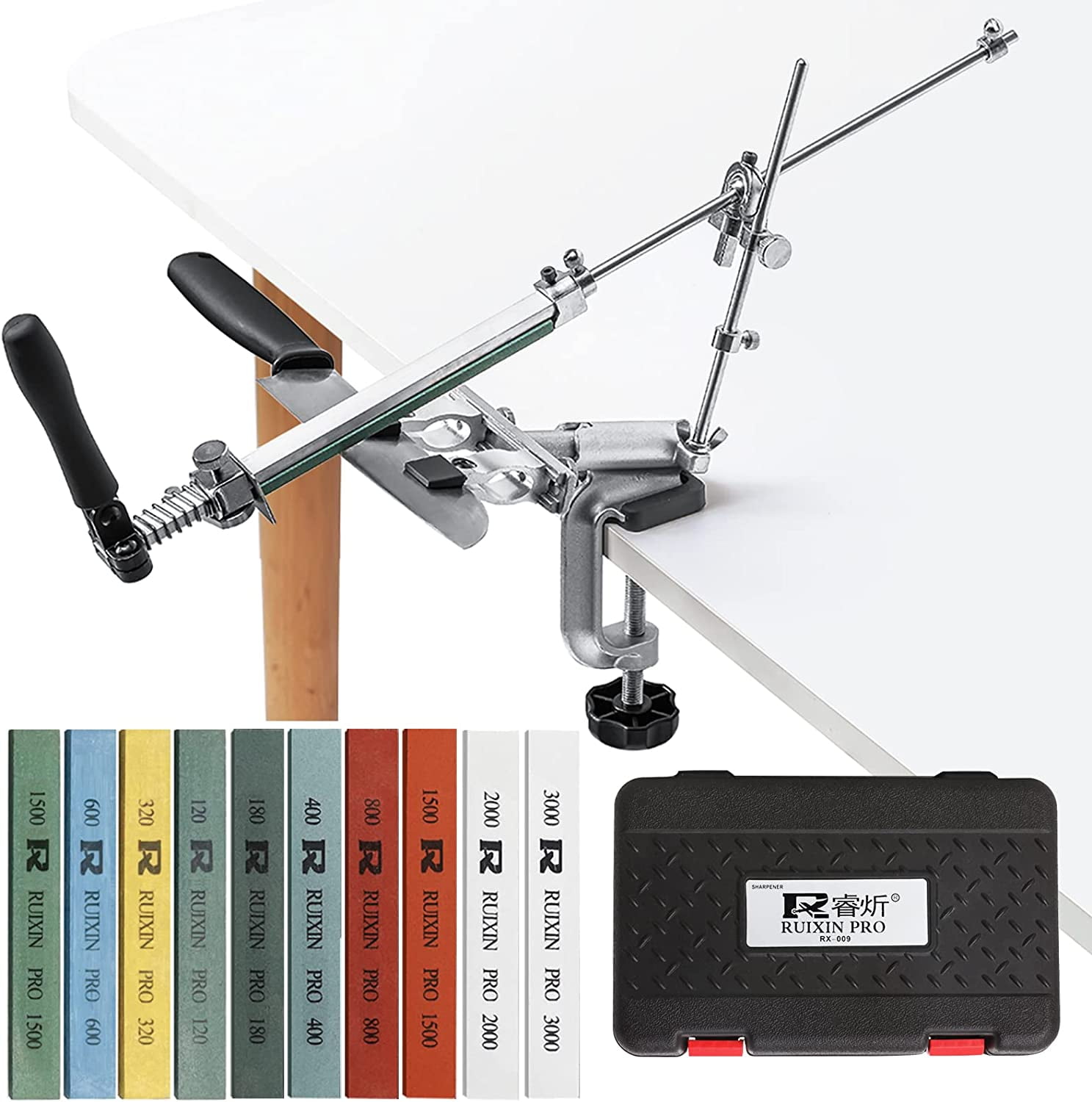 RUIXIN PRO RX-009 Professional Knife Sharpener with 10 Whetstones, 360 ...
