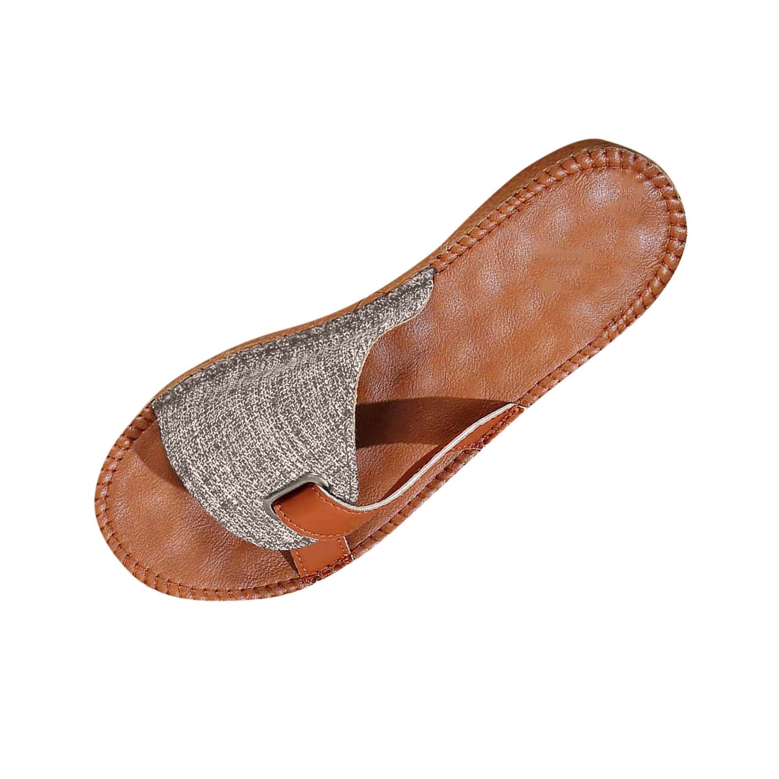 RUIYANQI Women's Casual Peep Toe Slide Sandals Woven Fabric Strap Slip ...