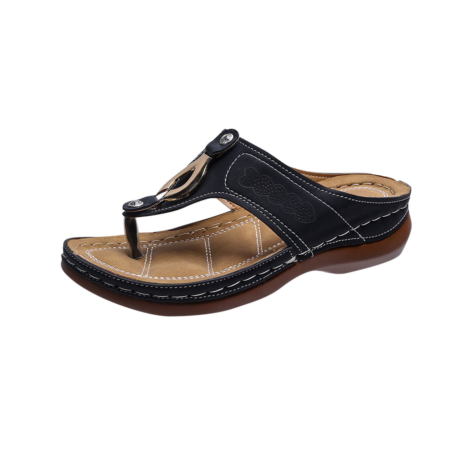 RUIYANQI Women's Everyday Toe - Thong Slide Sandals,Durable Leather ...