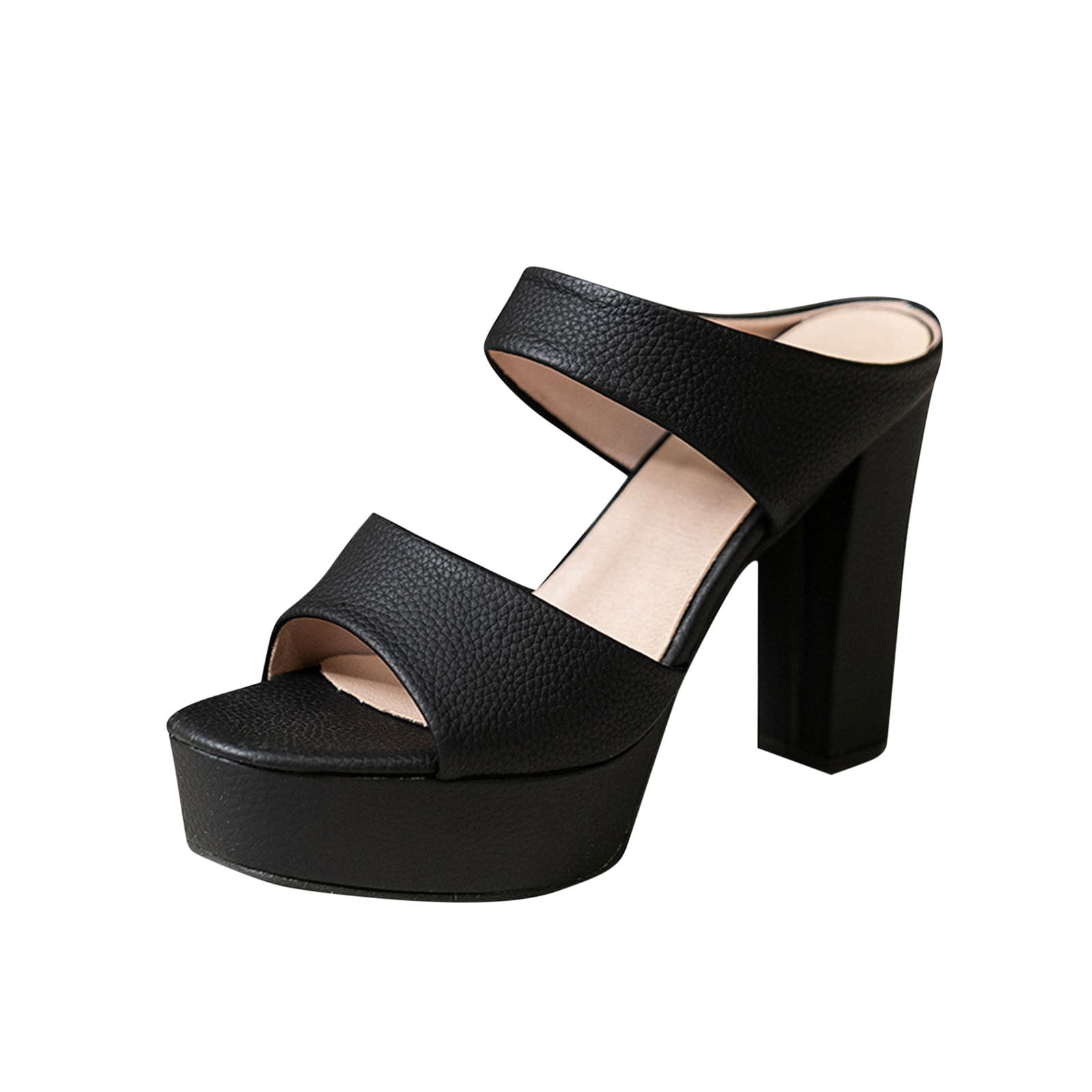 RUIYANQI Women's Platform High Heel Slide Sandals Double Strap Peep Toe ...