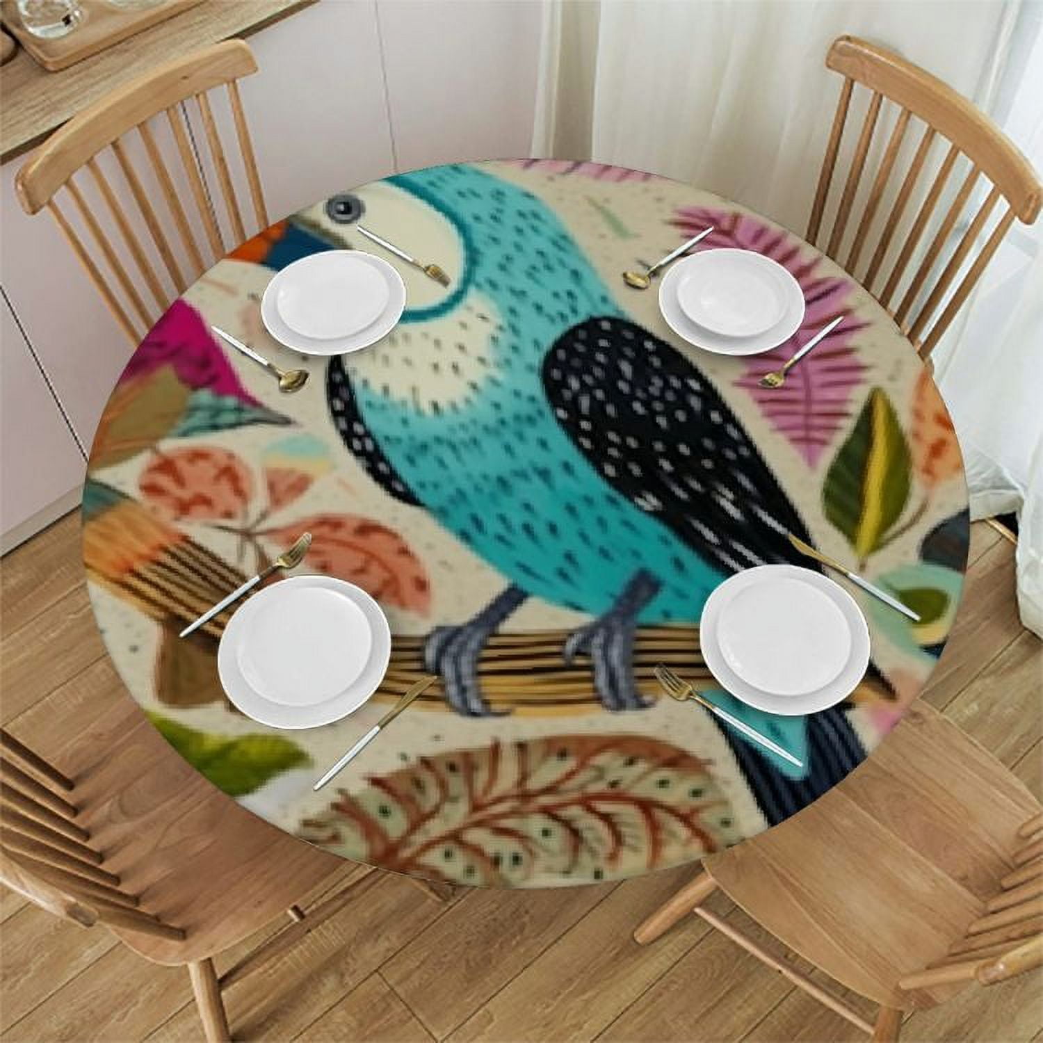 RUIYC Abstract Jungle Animal Sloth Snake Leopard Parrot Toucan Round ...