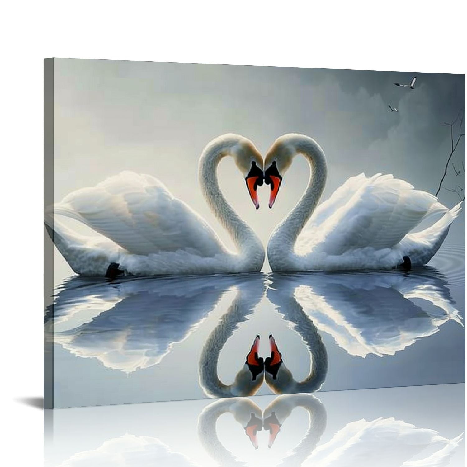 RUIYC Canvas Wall Art Wall Decor Abstract Romantic Swans Reflection ...
