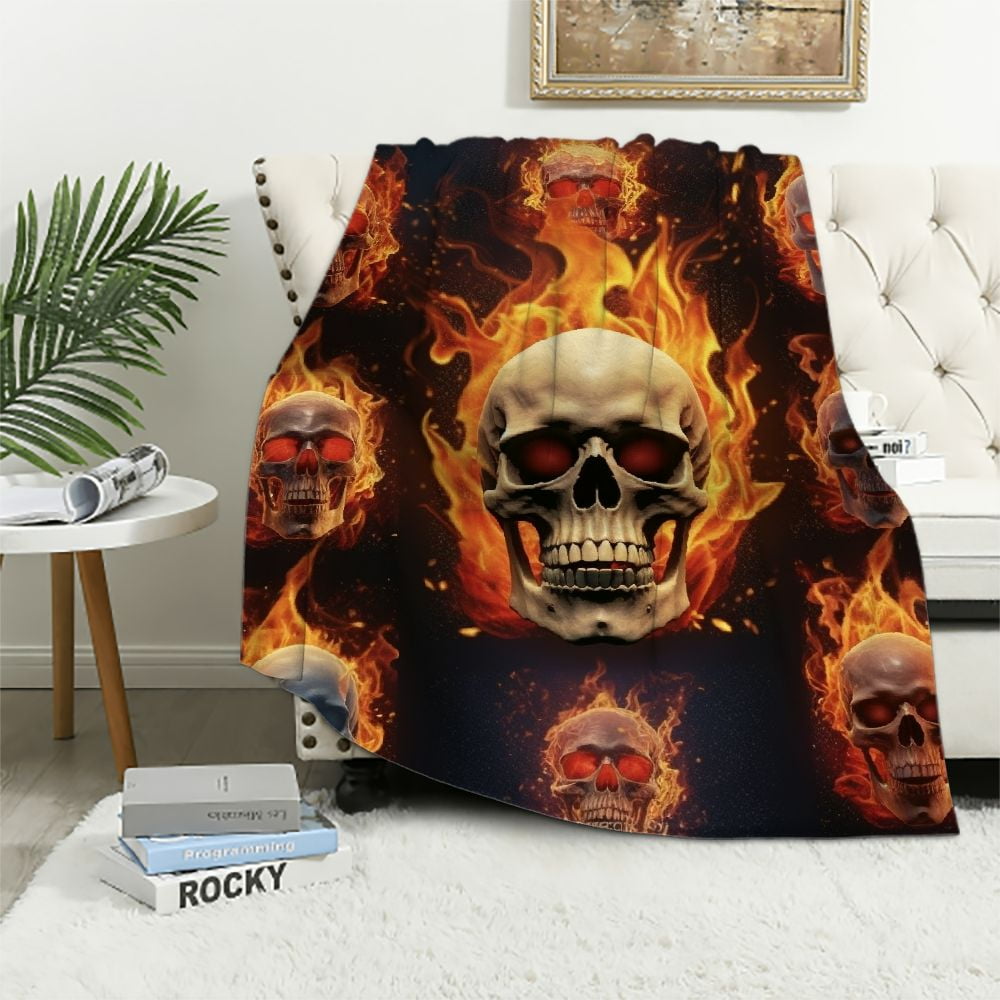 RUIYC Gothic Skull Blanket Skulls Halloween Skeleton Throw Blankets ...