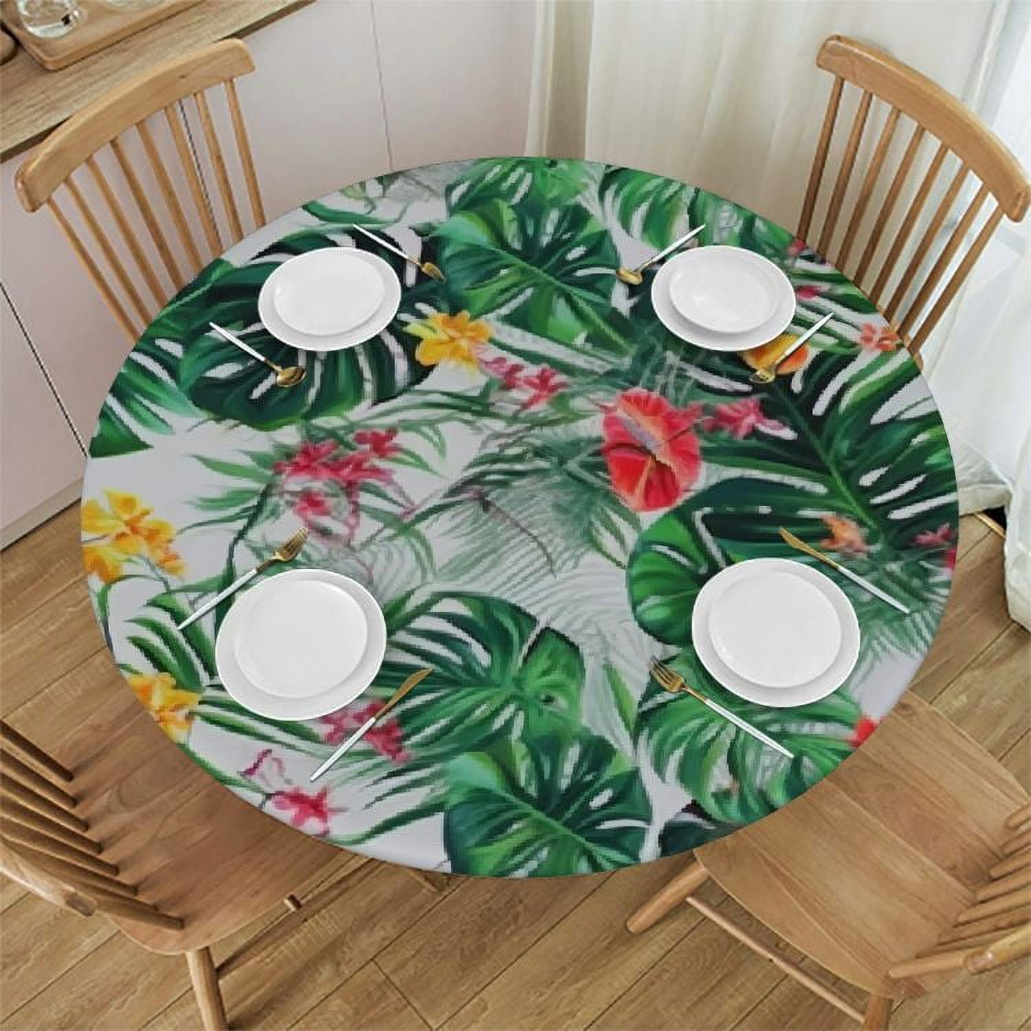 RUIYC Hawaiian Tablecloth Inch Luau Tropical Flower Round Table Cloth ...