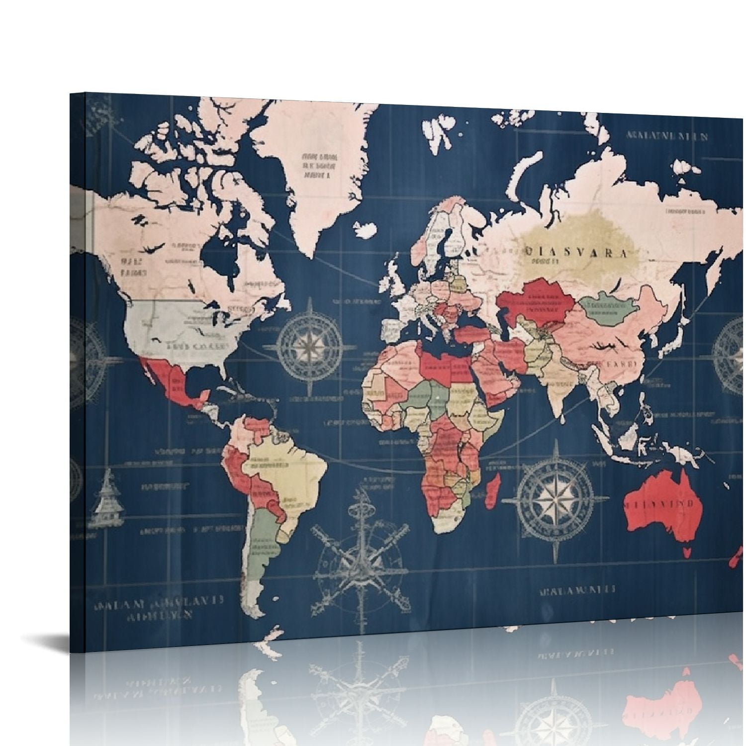 RUIYC Map Wall-Art For Office - Large World Maps For Wall - Canvas Wall ...