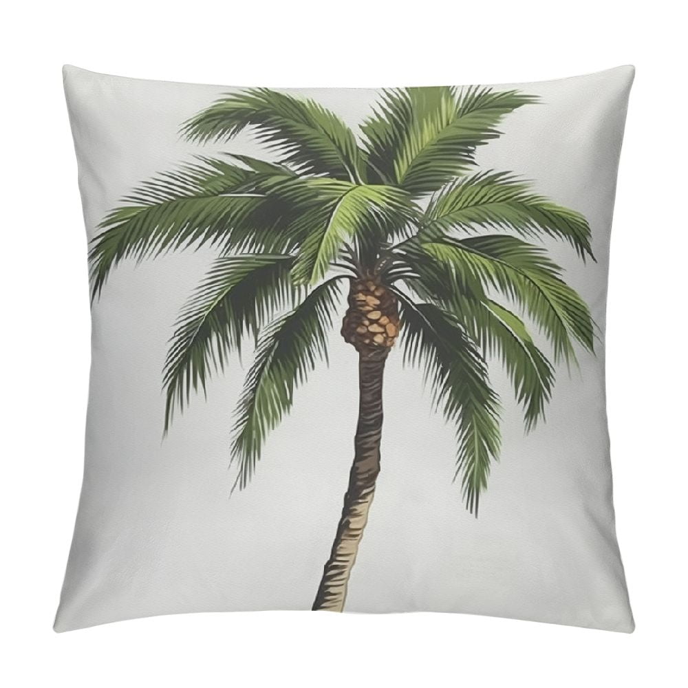 RUIYC Palm Tree Throw Pillow Cushion Cover, Cartoon Palm Tree Image ...