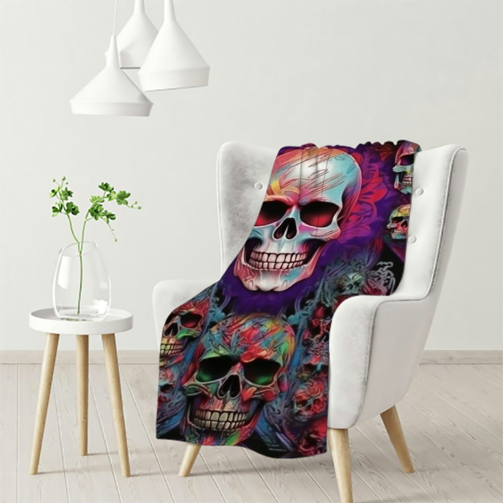 RUIYC Skull Blanket Colorful Goth Skulls Hippie Skeleton Throw Blankets ...