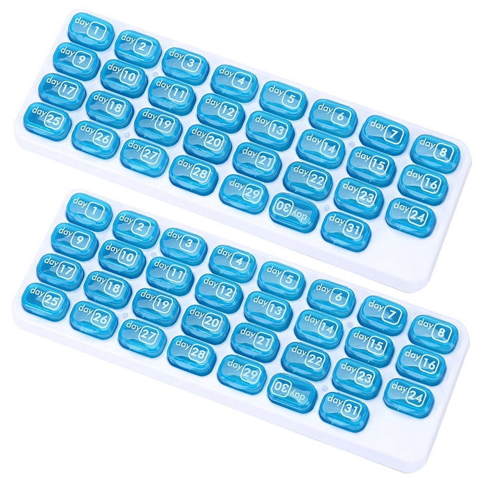 RUIYUNZHUZHU 2 x Blue 31-Day Monthly Pill Organizer Pods for Pill ...