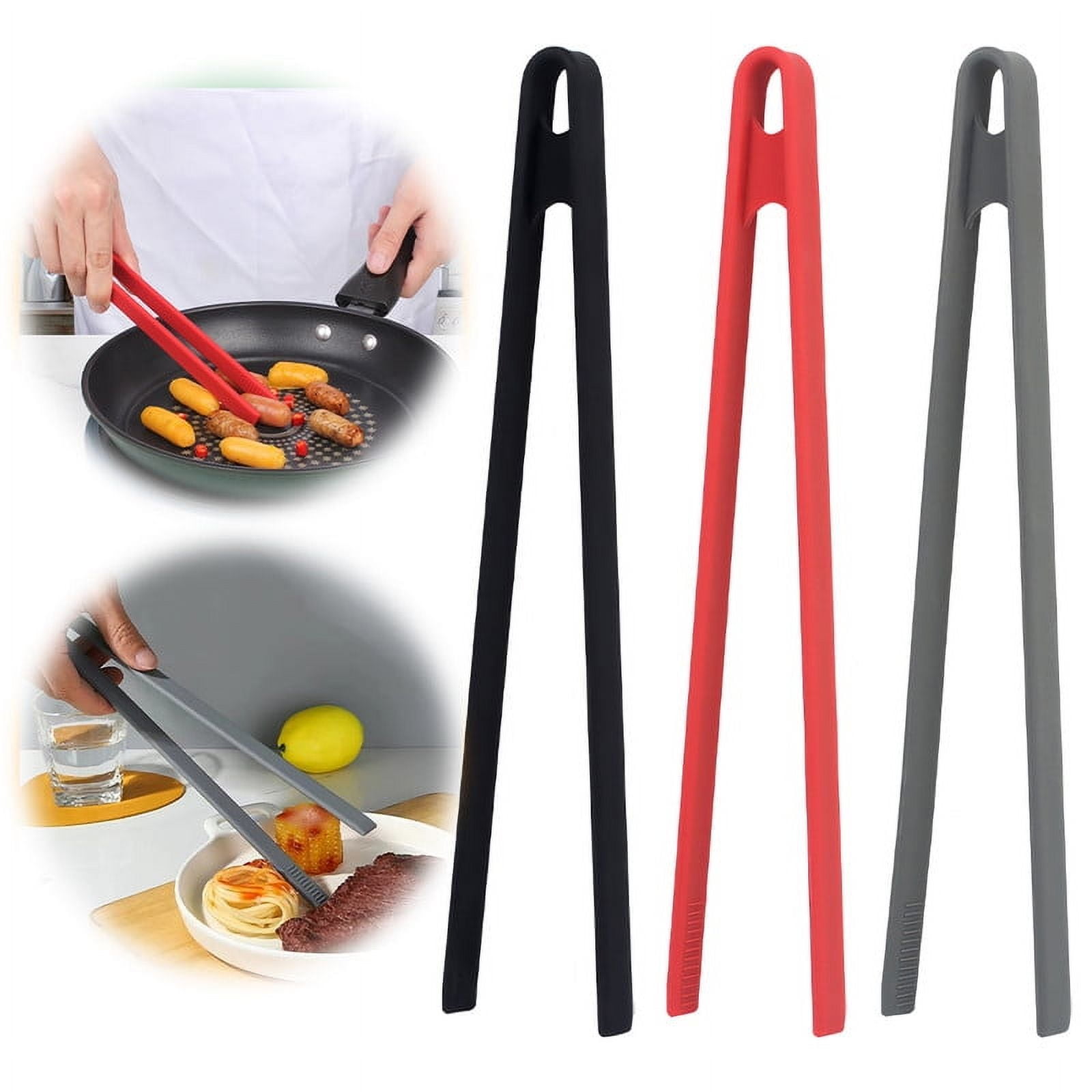 RUIYUNZHUZHU 3 Pcs Silicone Toaster Tongs for Tortillas & Toasters Red ...