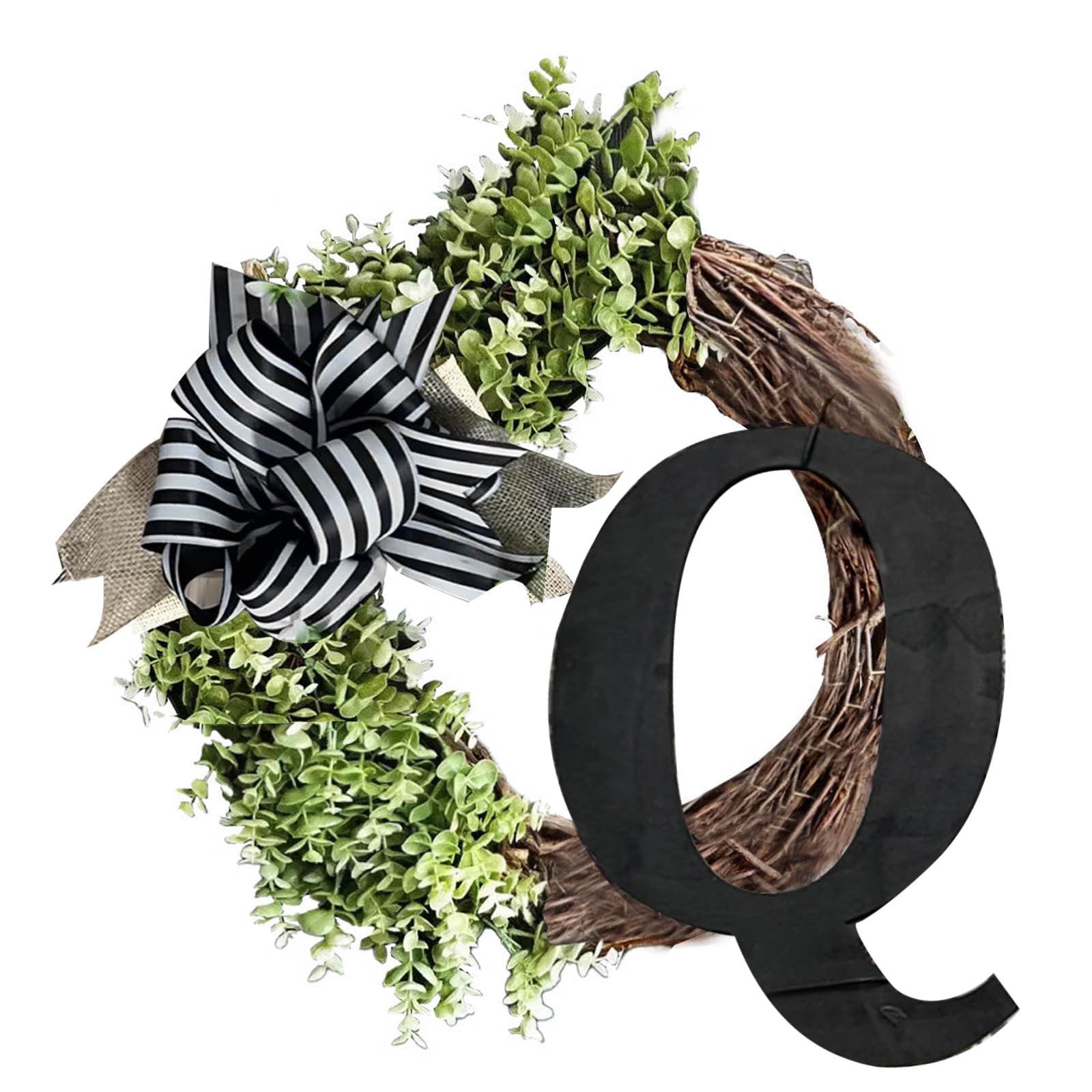 TERGAYEE Letter Front Door Wreath, 14inch 26 Letter Wreath with Striped ...