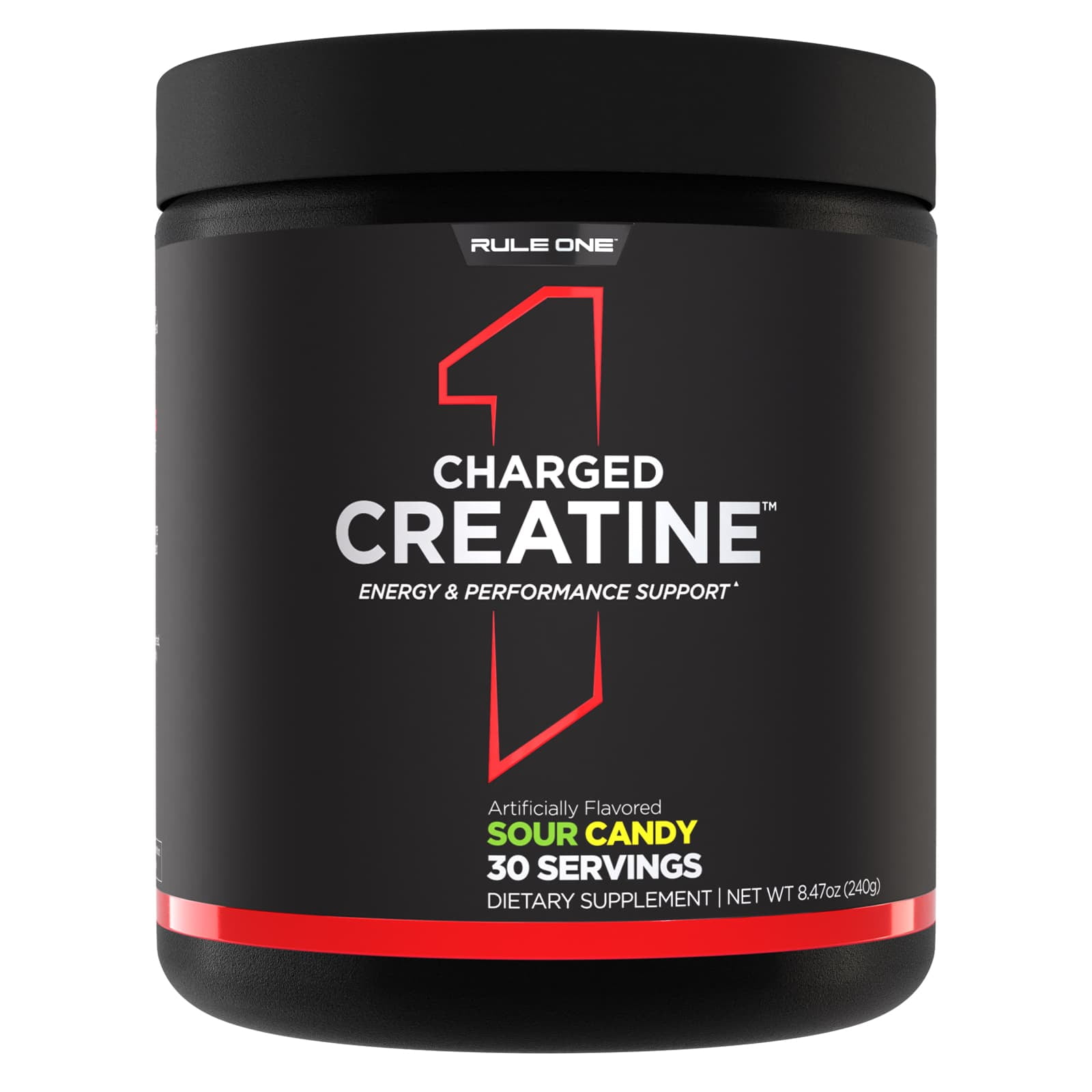 RULE 1 Charged Creatine 30 serv Sour Candy Energized Creatine 240g ...
