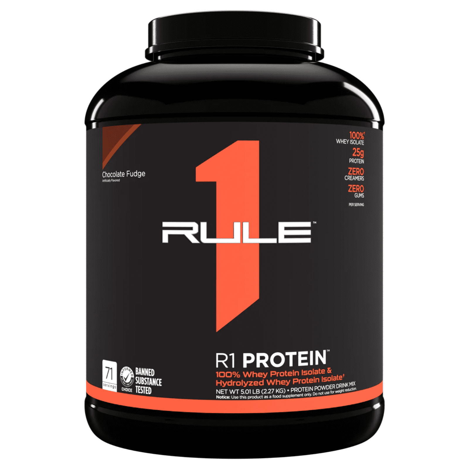 RULE 1 Protein 71 serv Chocolate Fudge Whey Protein Isolate Hydrolysate ...