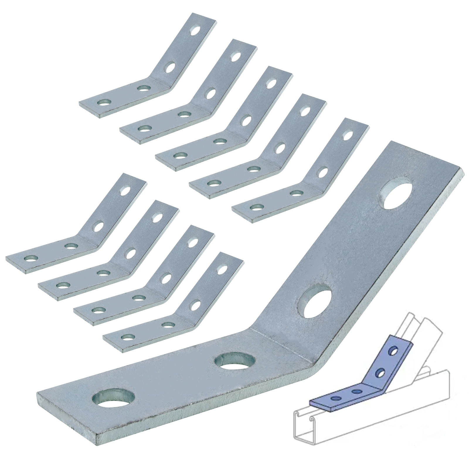 RULLINE 10 Pcs 45 Degree Angle Bracket Fitting for 1-5/8 Strut Channel ...